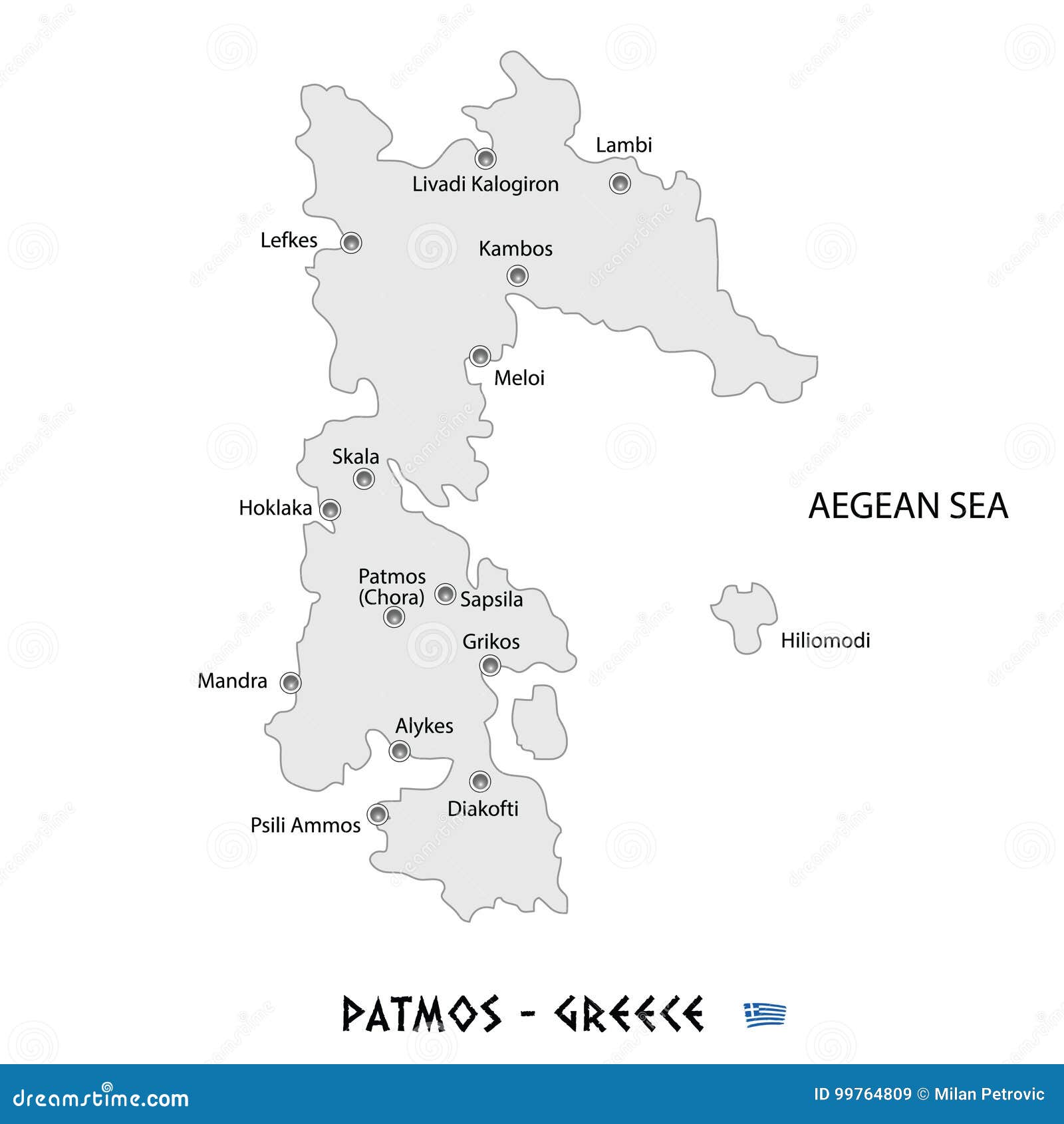 Island of Patmos in Greece White Map Illustration Stock Vector ...