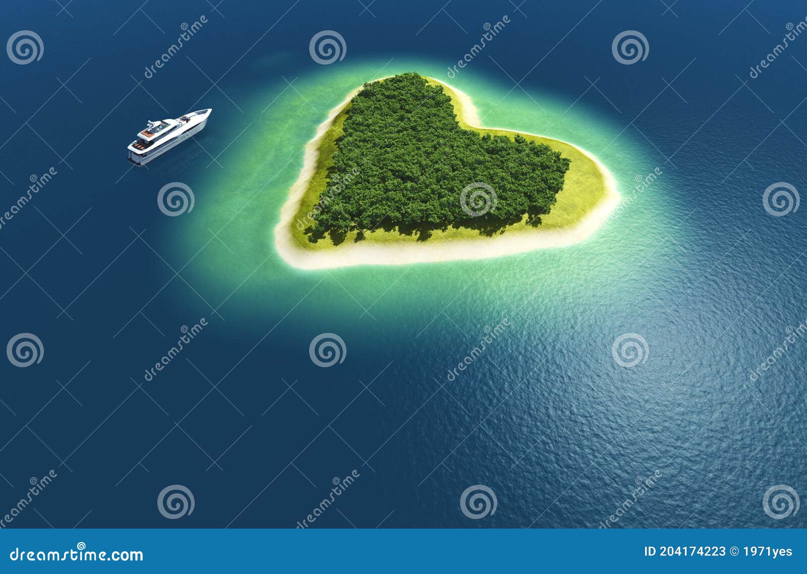 Heart in the sea stock illustration. Illustration of relax - 204174223