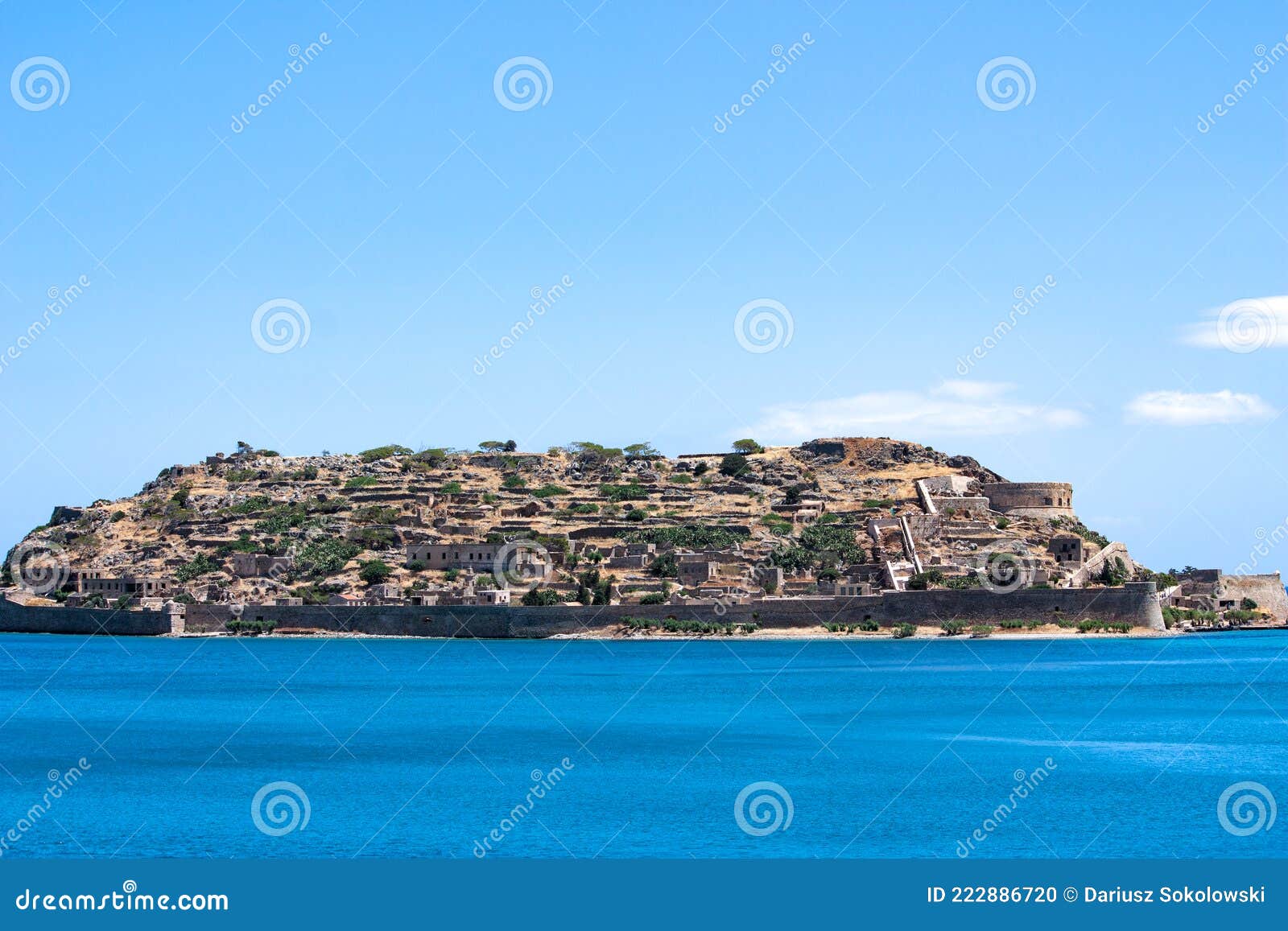 Island Spinalonga, View from Village Plaka, Crete, Greece Stock Photo ...