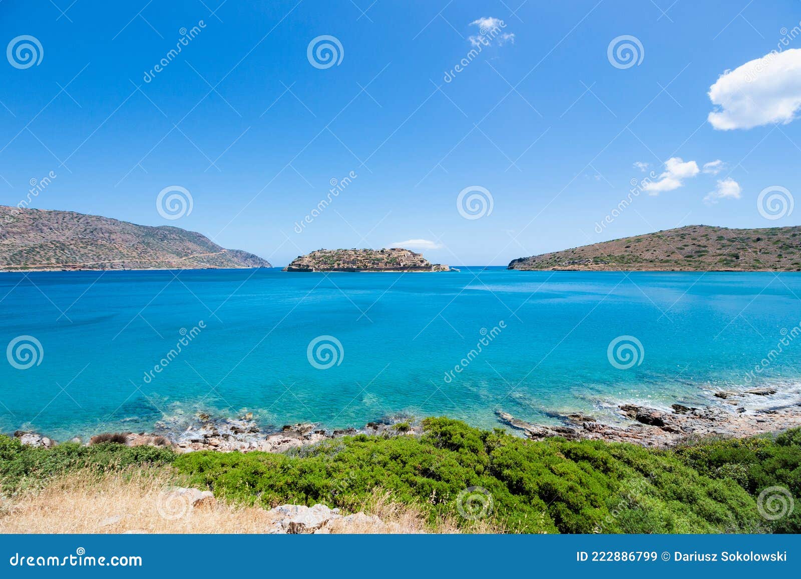 Island Spinalonga, View from Village Plaka, Crete, Greece Stock Image ...