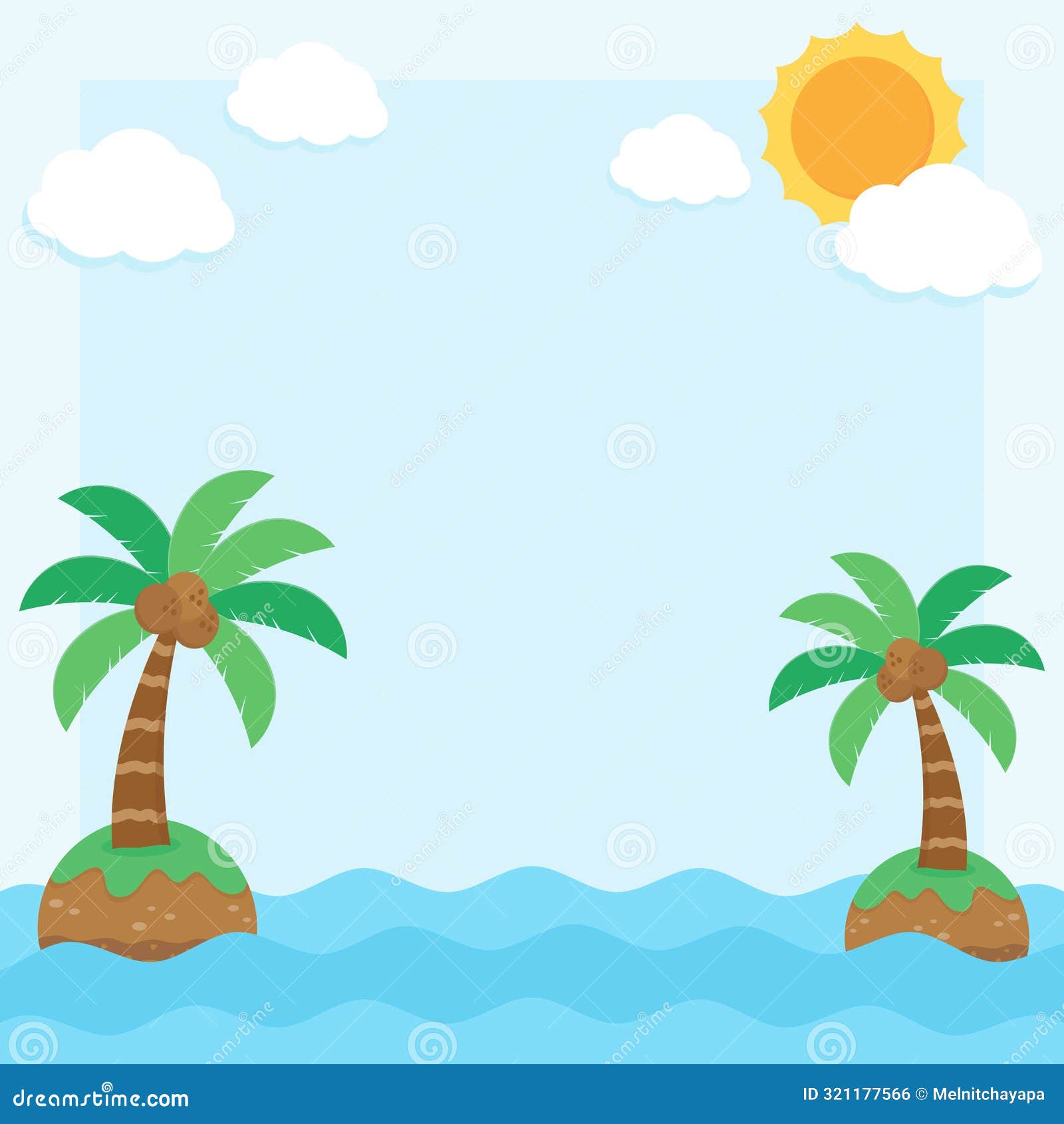 Island sunny sky frame 1 stock vector. Illustration of greeting - 321177566