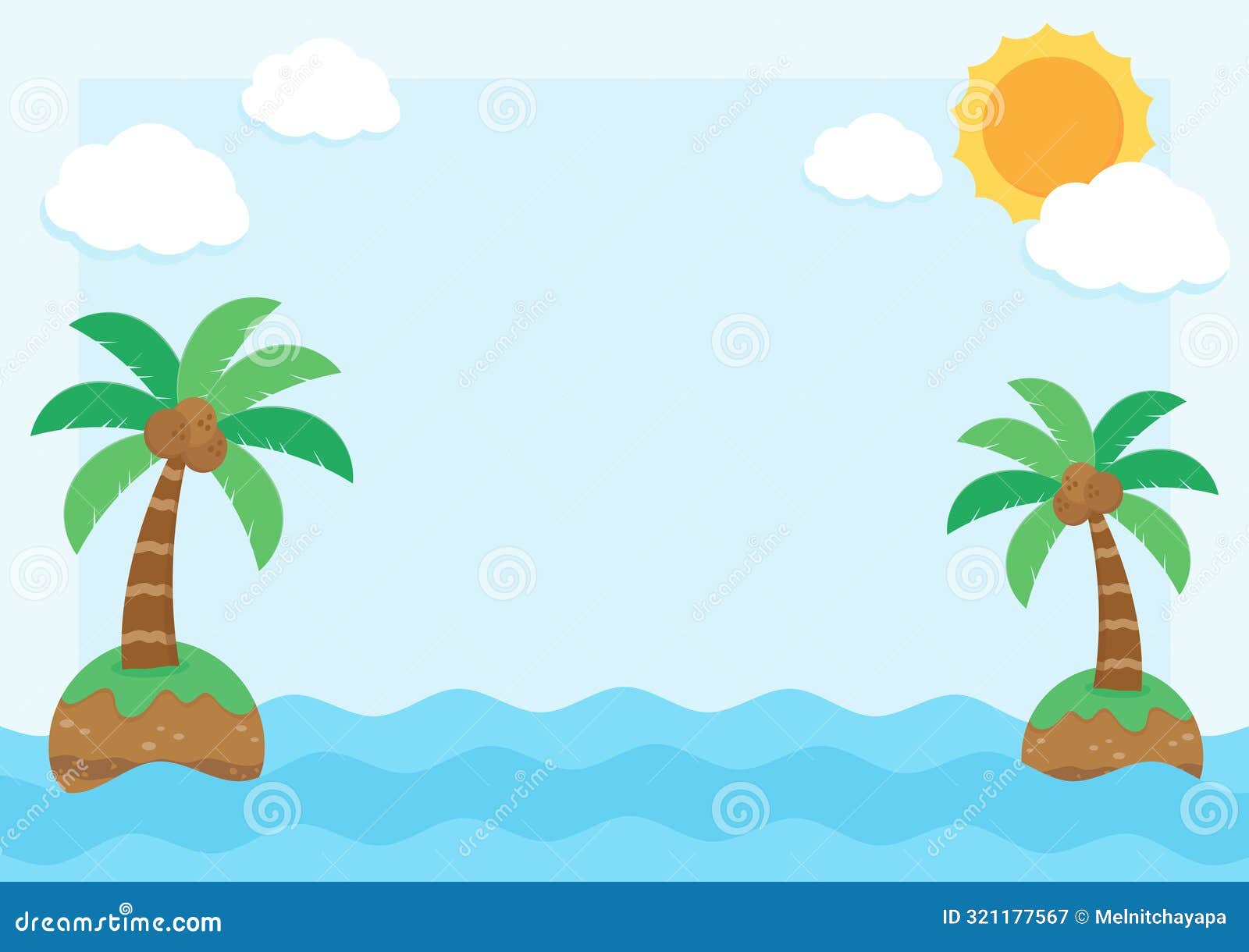 Island sunny sky frame 2 stock vector. Illustration of website - 321177567
