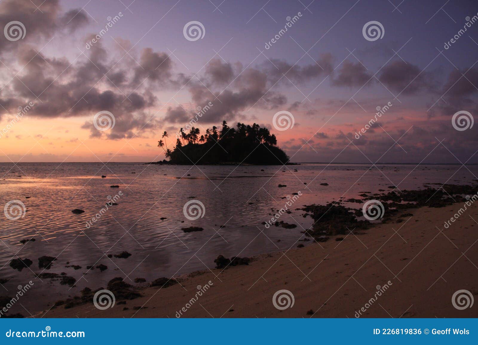 An Island at Sunset in Cook Islands on Rarotonga Stock Photo - Image of ...