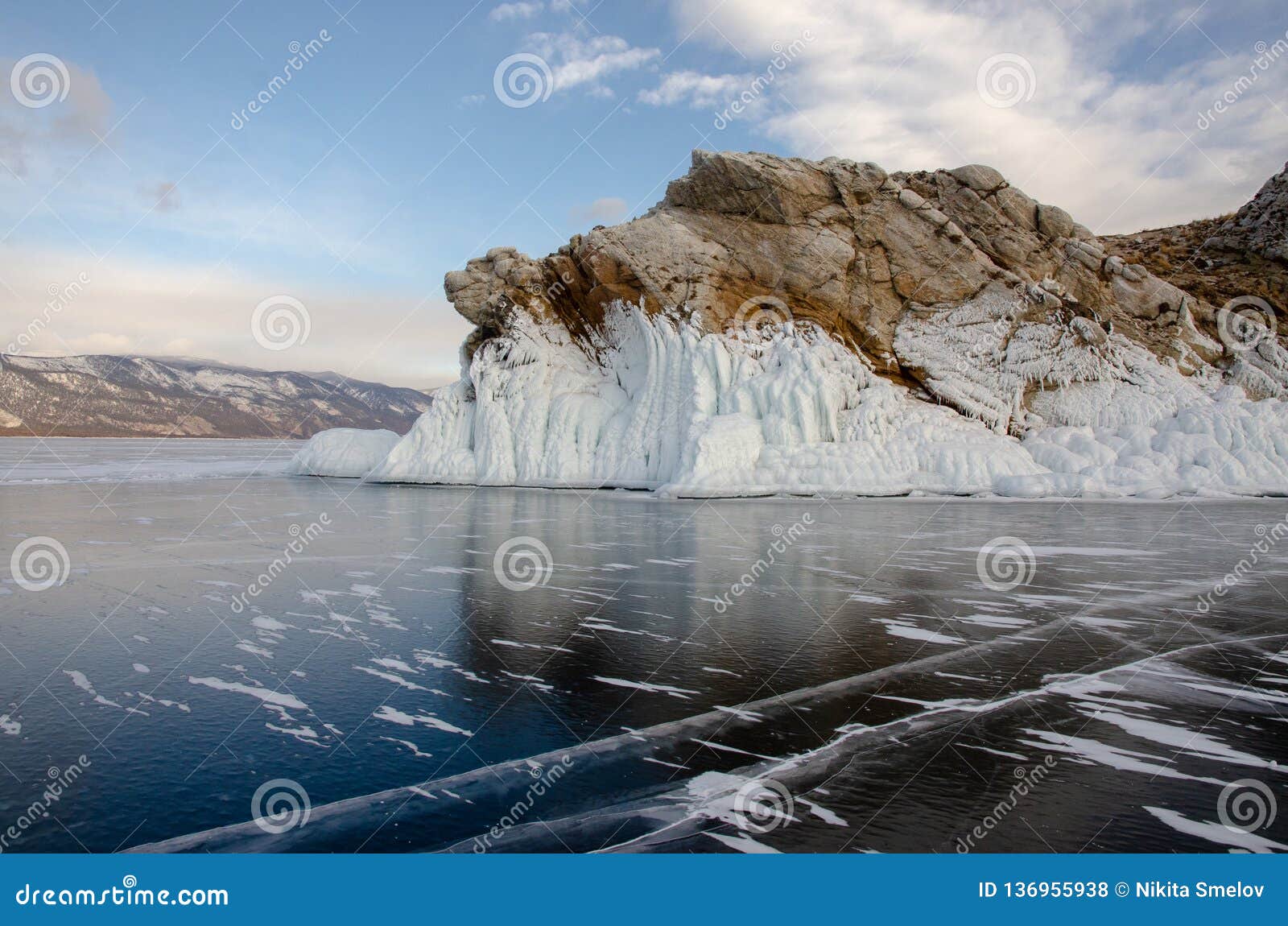 Island Icebound Lake Baikal Stock Photo - Image of cold, frost: 136955938