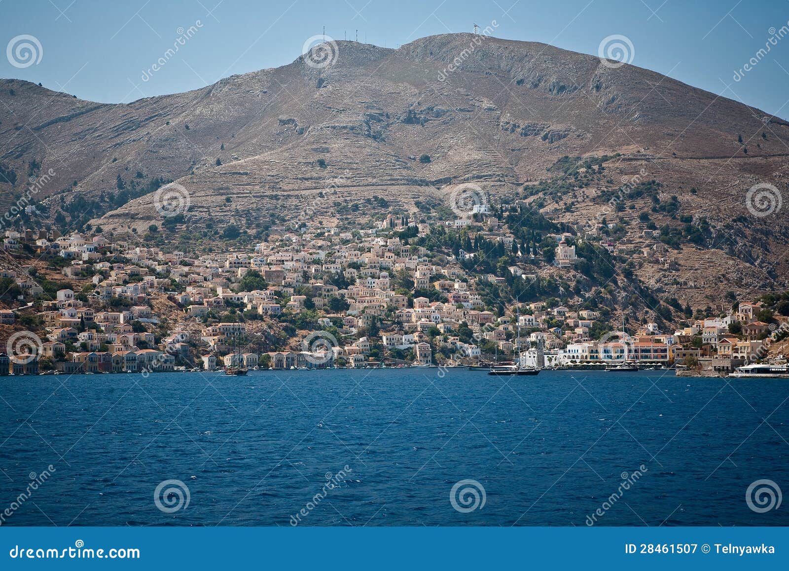 Island Symi (Simi) stock image. Image of port, panoramic - 28461507