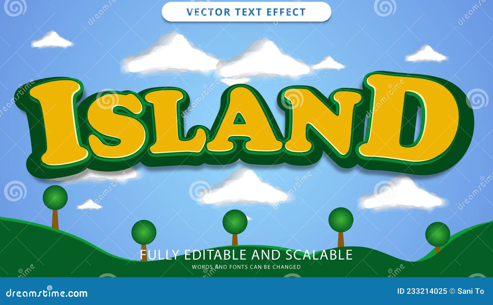 Island Text Effect Editable Eps File Stock Vector - Illustration of ...
