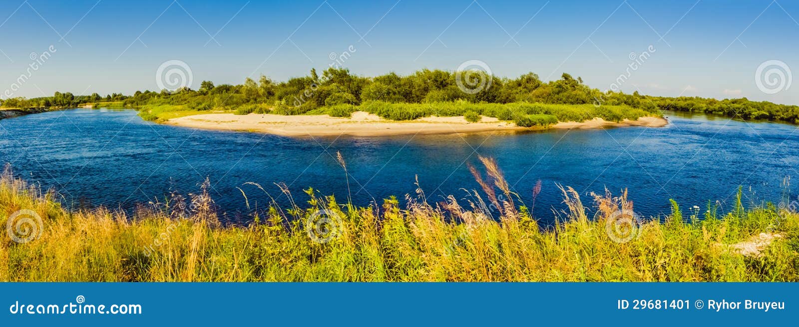Island with Trees on Blue Cold Lake Stock Image - Image of reflect ...