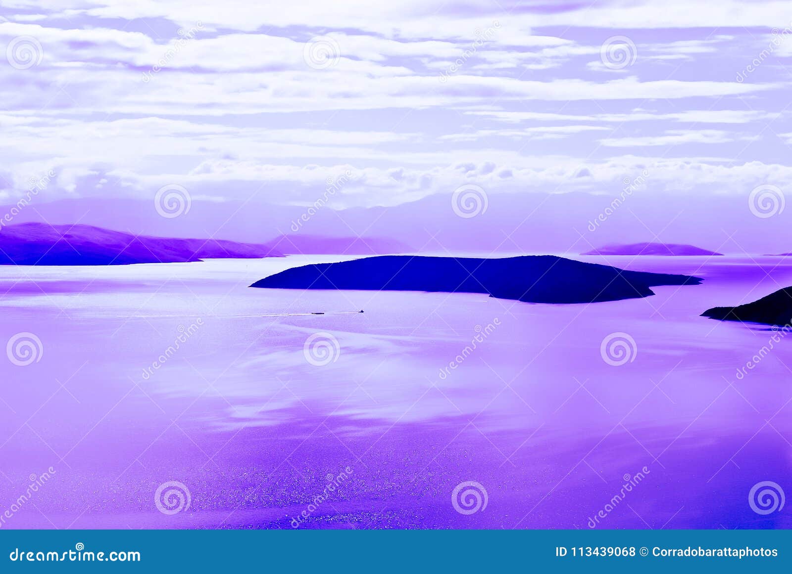 Islands with a Sea with Purple Reflections Stock Photo - Image of magic ...