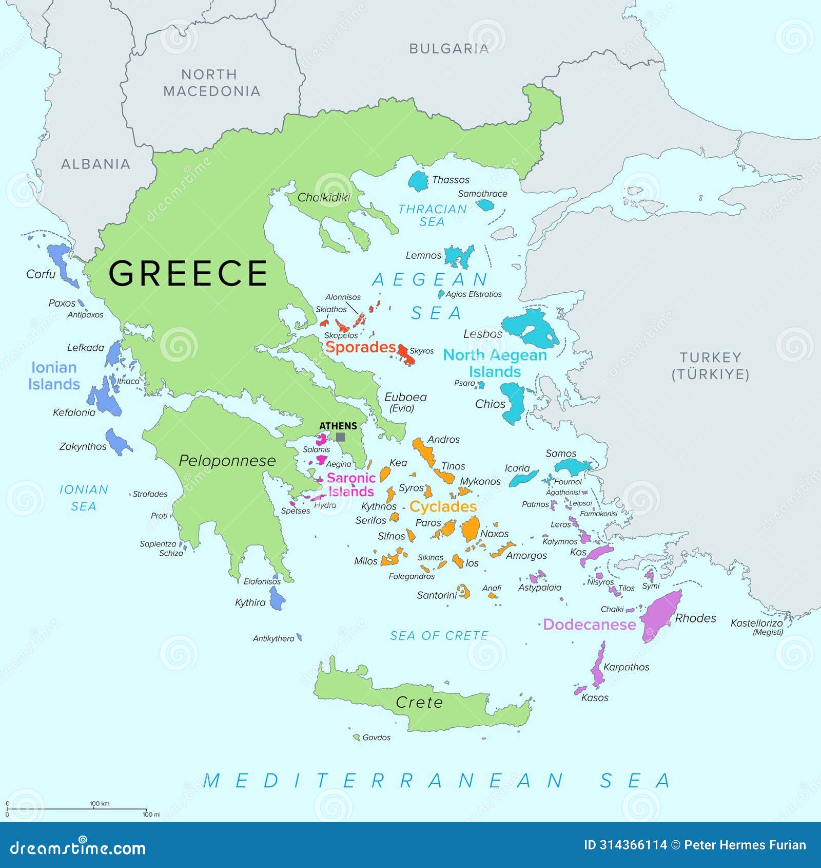 Islands of Greece, the Greek Islands Groups and Clusters, Political Map ...