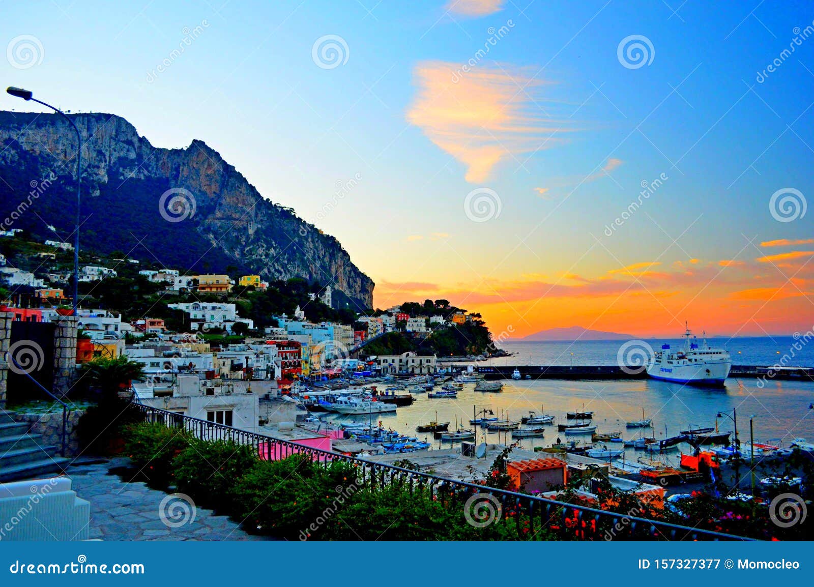 Isle of Capri Sunset stock image. Image of yachts, beautiful - 157327377