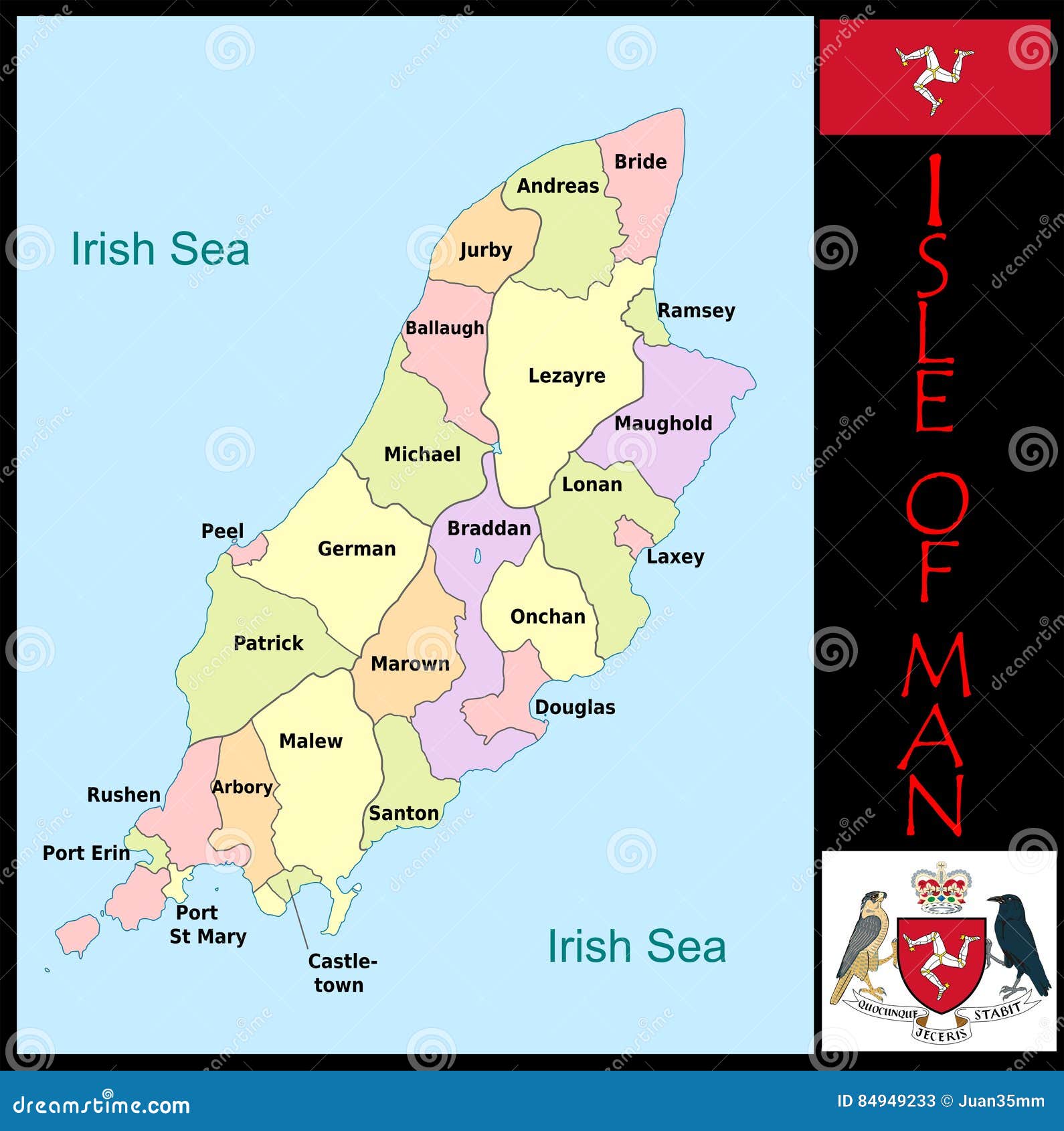 Isle of Man Administrative Divisions Stock Illustration - Illustration ...