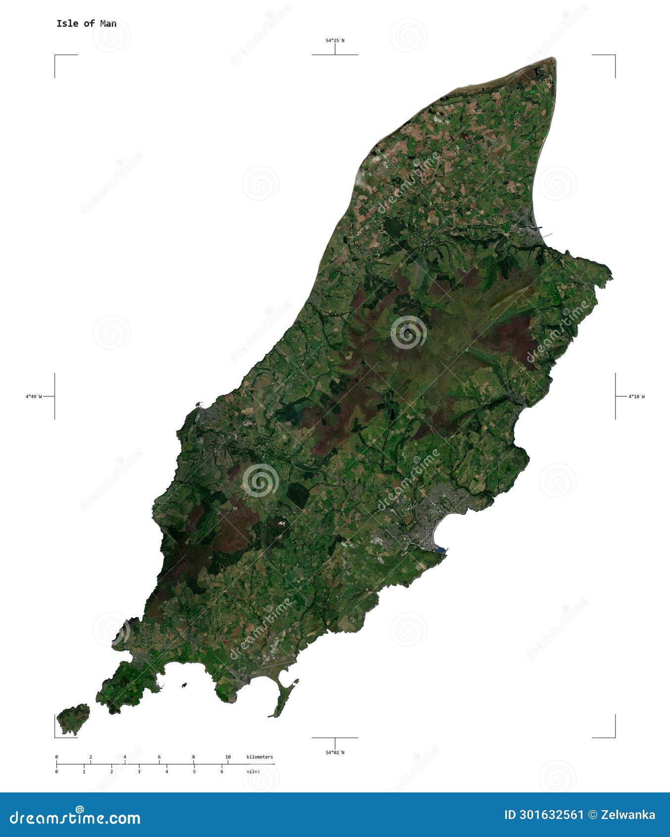 Isle of Man Shape on White. Low-res Satellite Stock Illustration ...