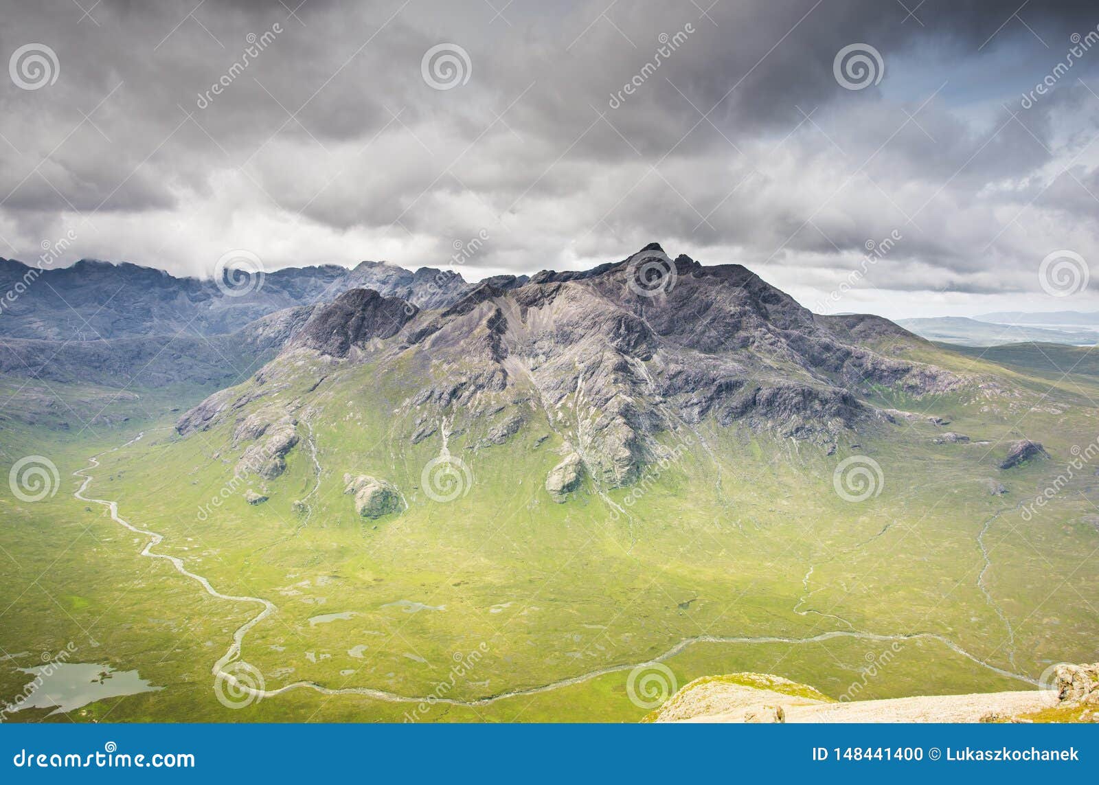 Isle of Skye Mountains - Cuillin Hills and Ocean Landscape Stock Photo ...