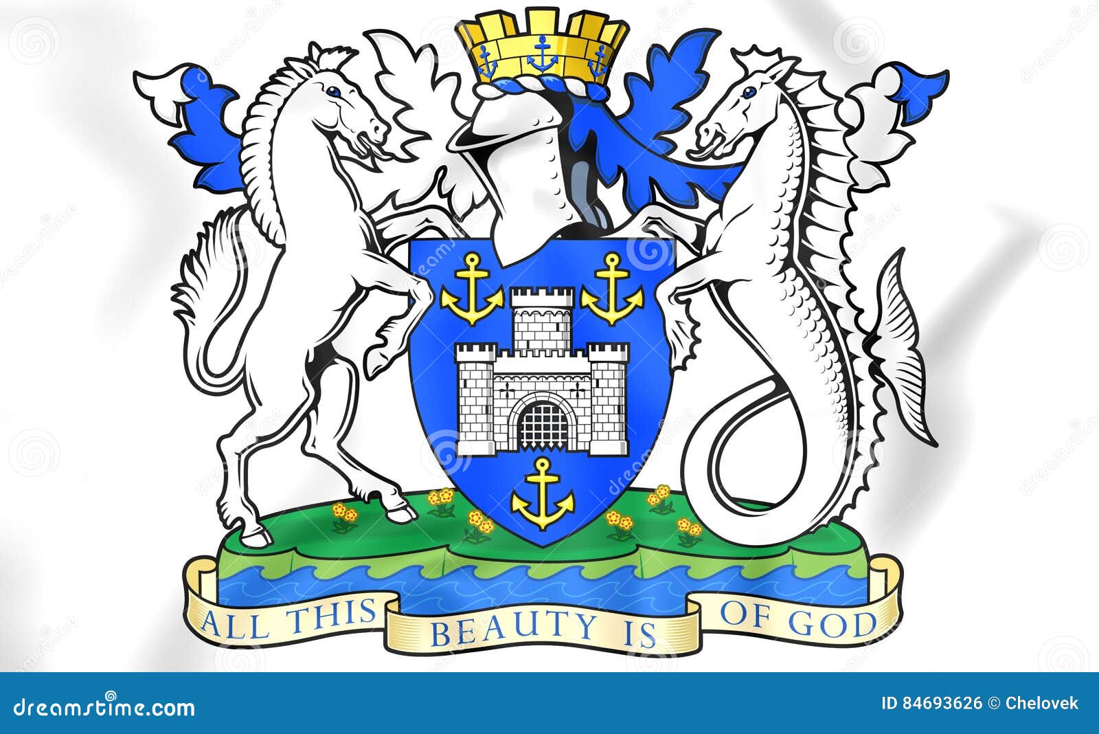 Isle of Wight Coat of Arms, England. Stock Illustration - Illustration ...