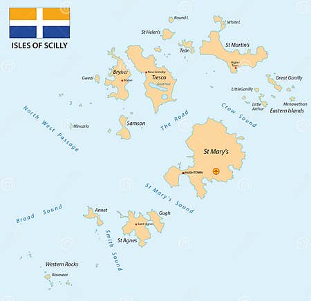 Isles of Scilly map stock illustration. Illustration of geography ...