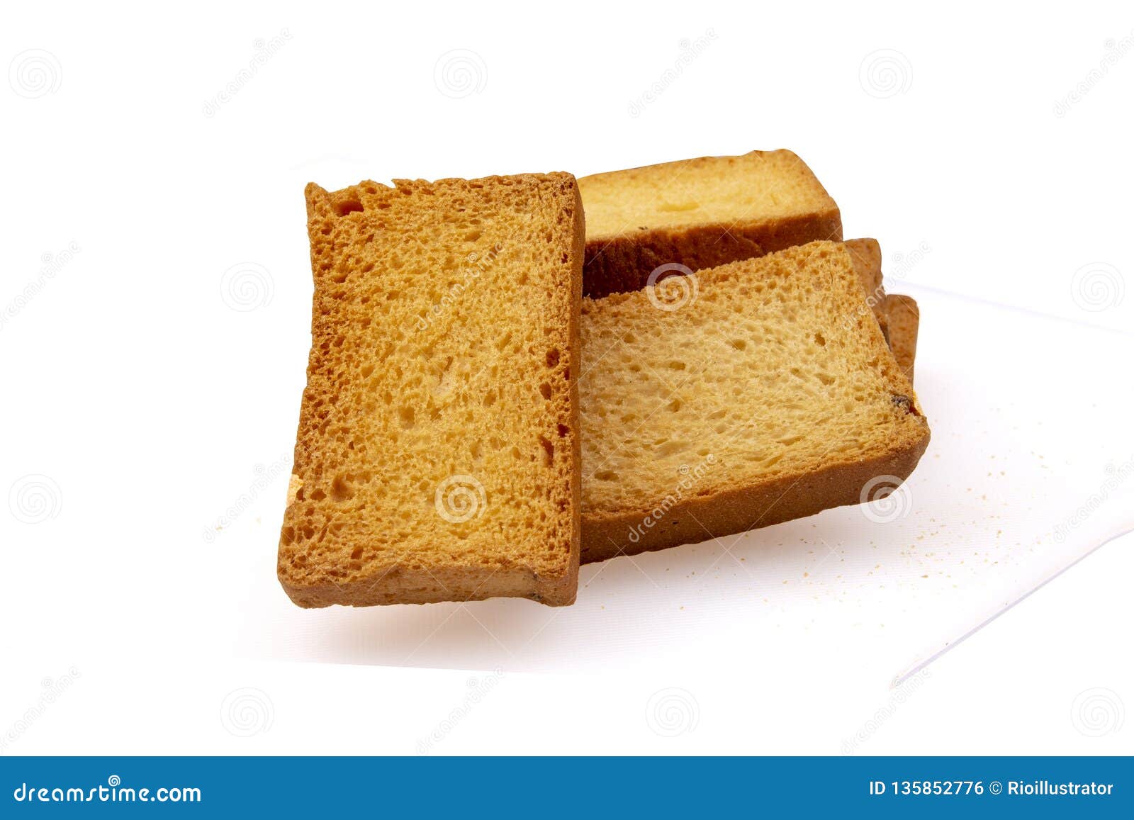 Islolate rusk with plate stock photo. Image of bread - 135852776