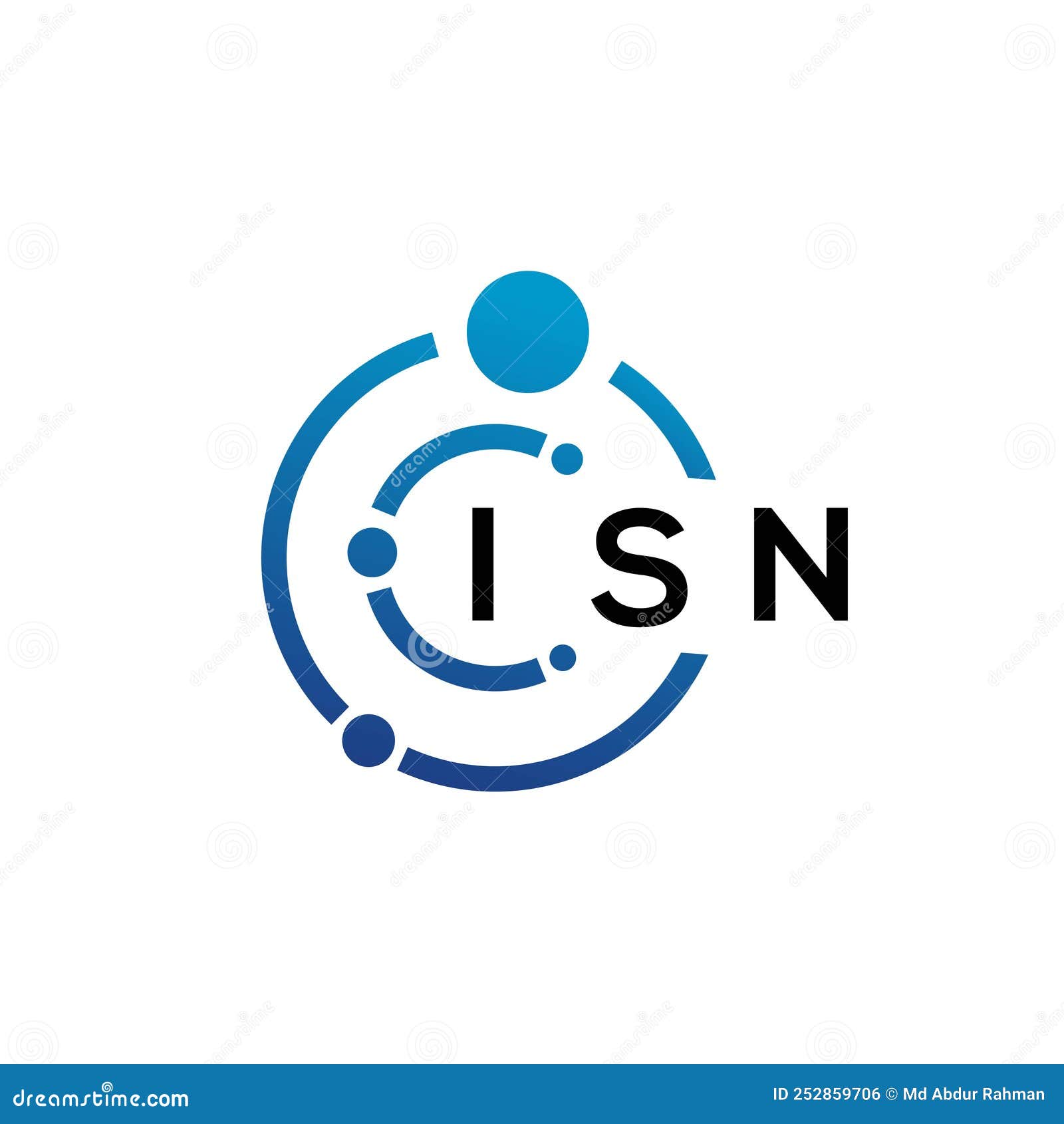 ISN Letter Technology Logo Design on White Background. ISN Creative ...