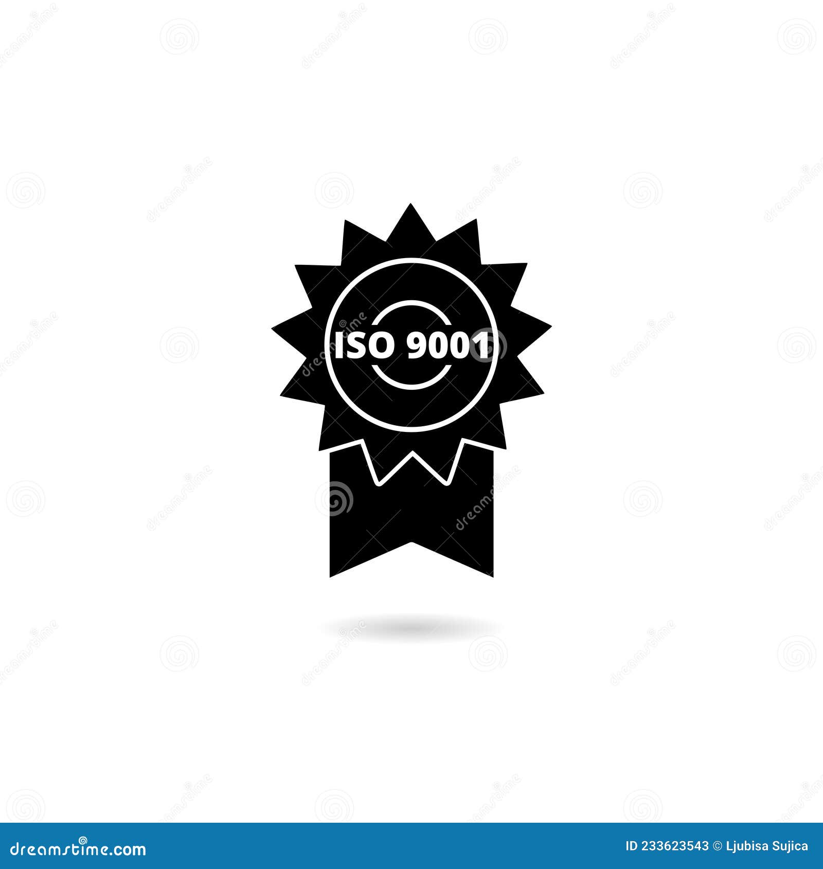 ISO 9001 Badge Icon with Shadow Stock Vector - Illustration of 14001 ...