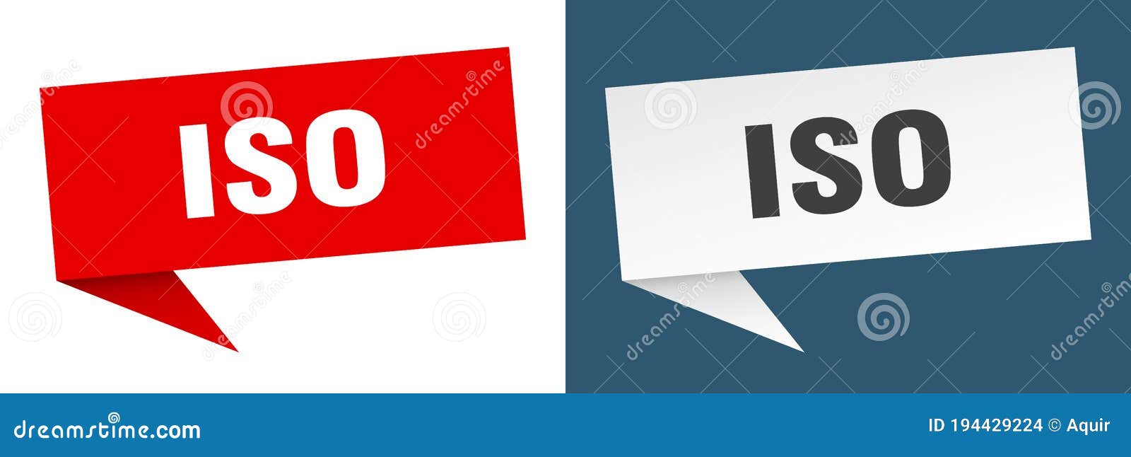 Iso Banner. Iso Speech Bubble Label Set Stock Vector - Illustration of ...