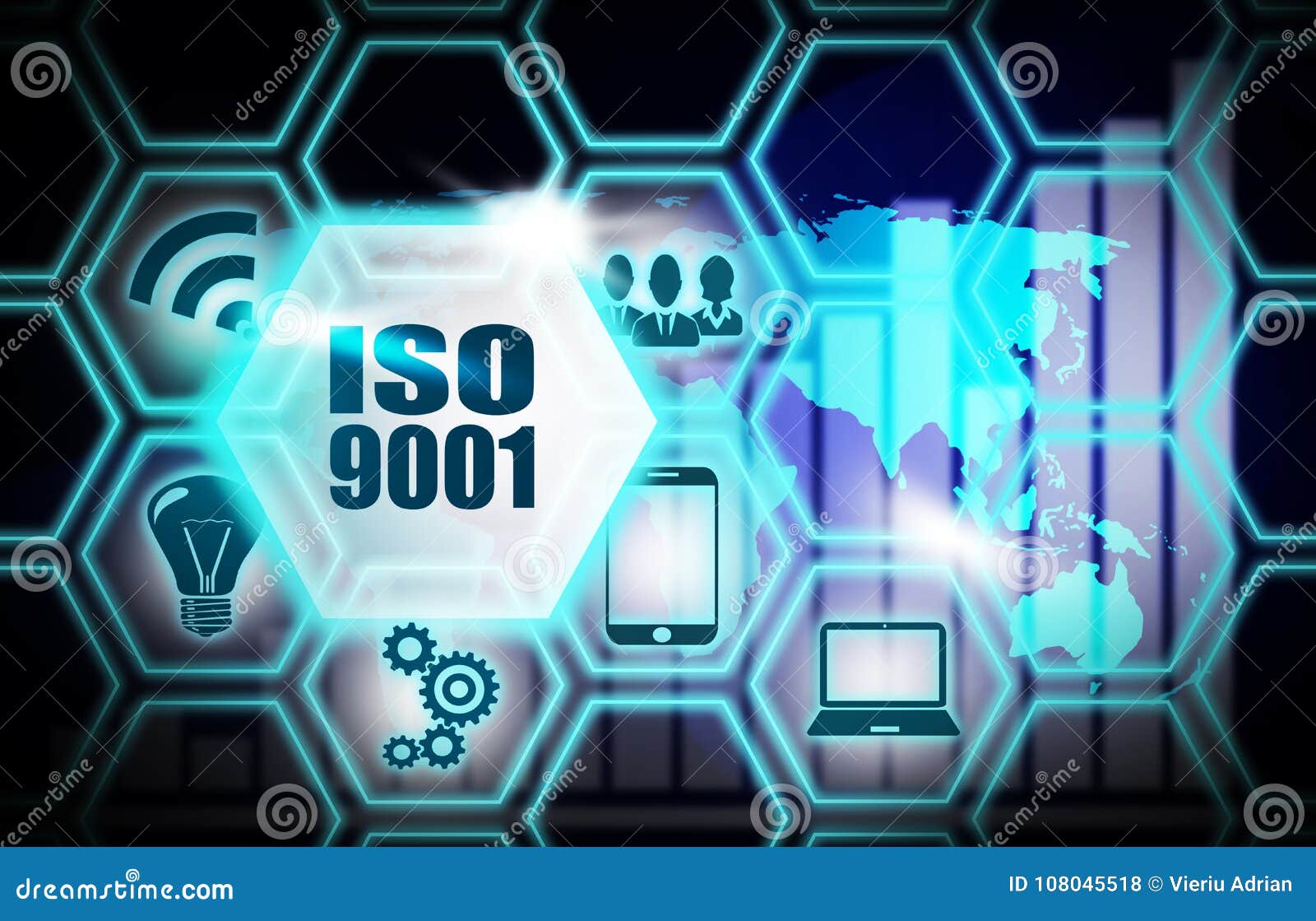 Iso 9001 Blue Background Plan Stock Illustration - Illustration of ...