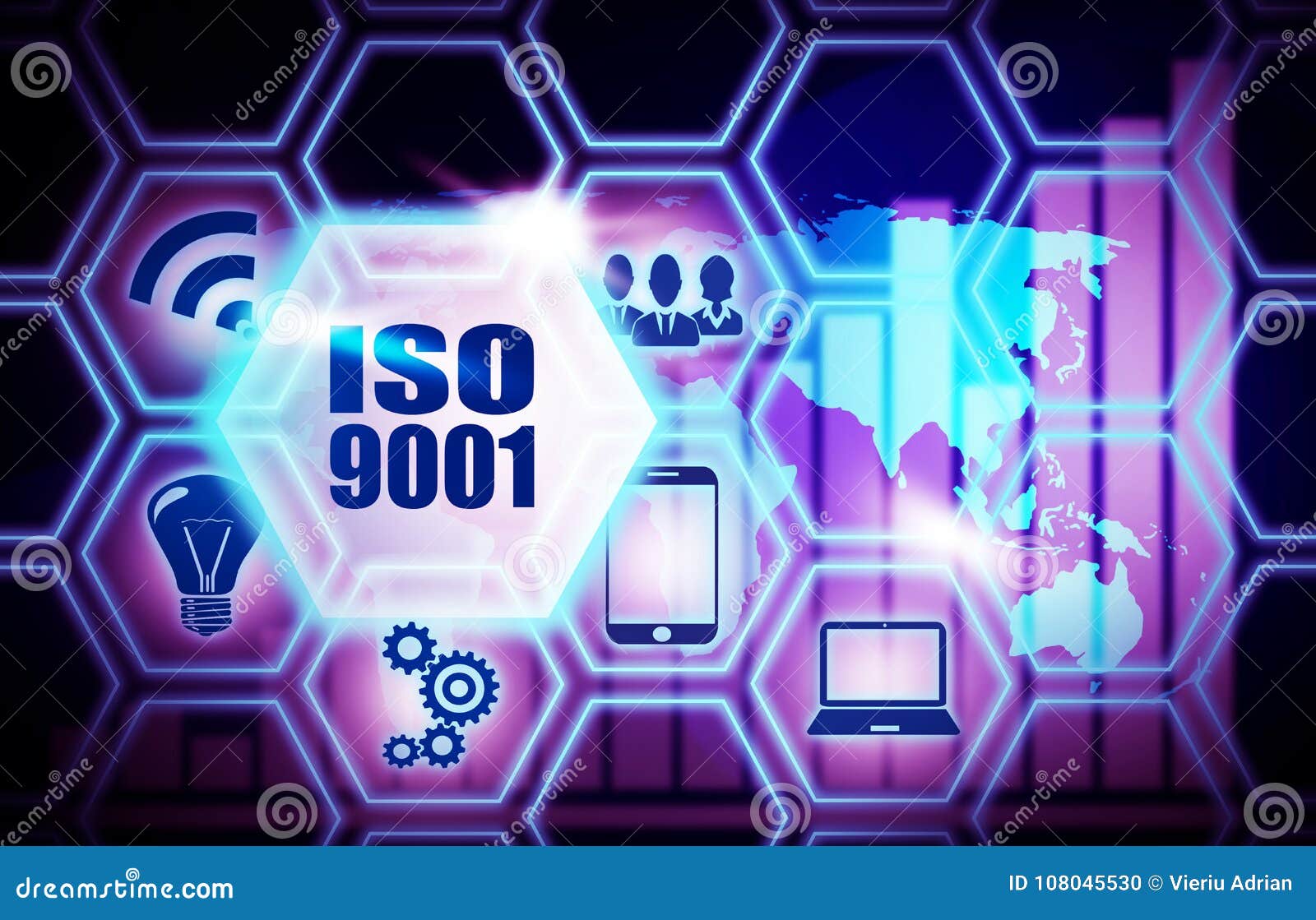 Iso 9001 Blue Background Plan Stock Illustration - Illustration of ...