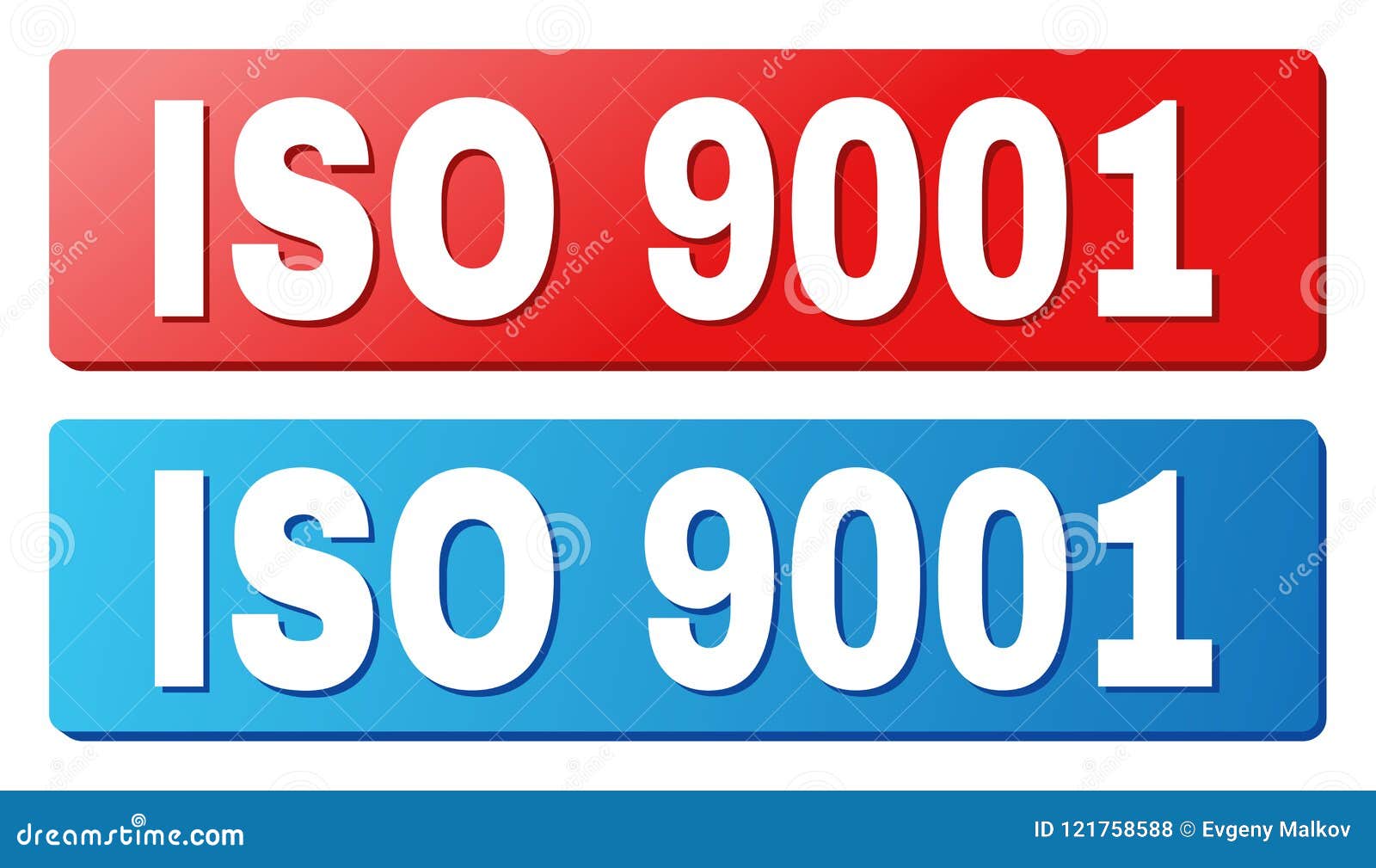 ISO 9001 Caption on Blue and Red Rectangle Buttons Stock Vector ...