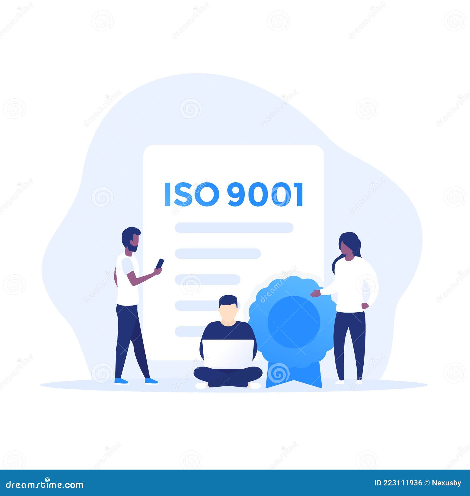ISO 9001 Certificate with People, Vector Art Stock Vector ...