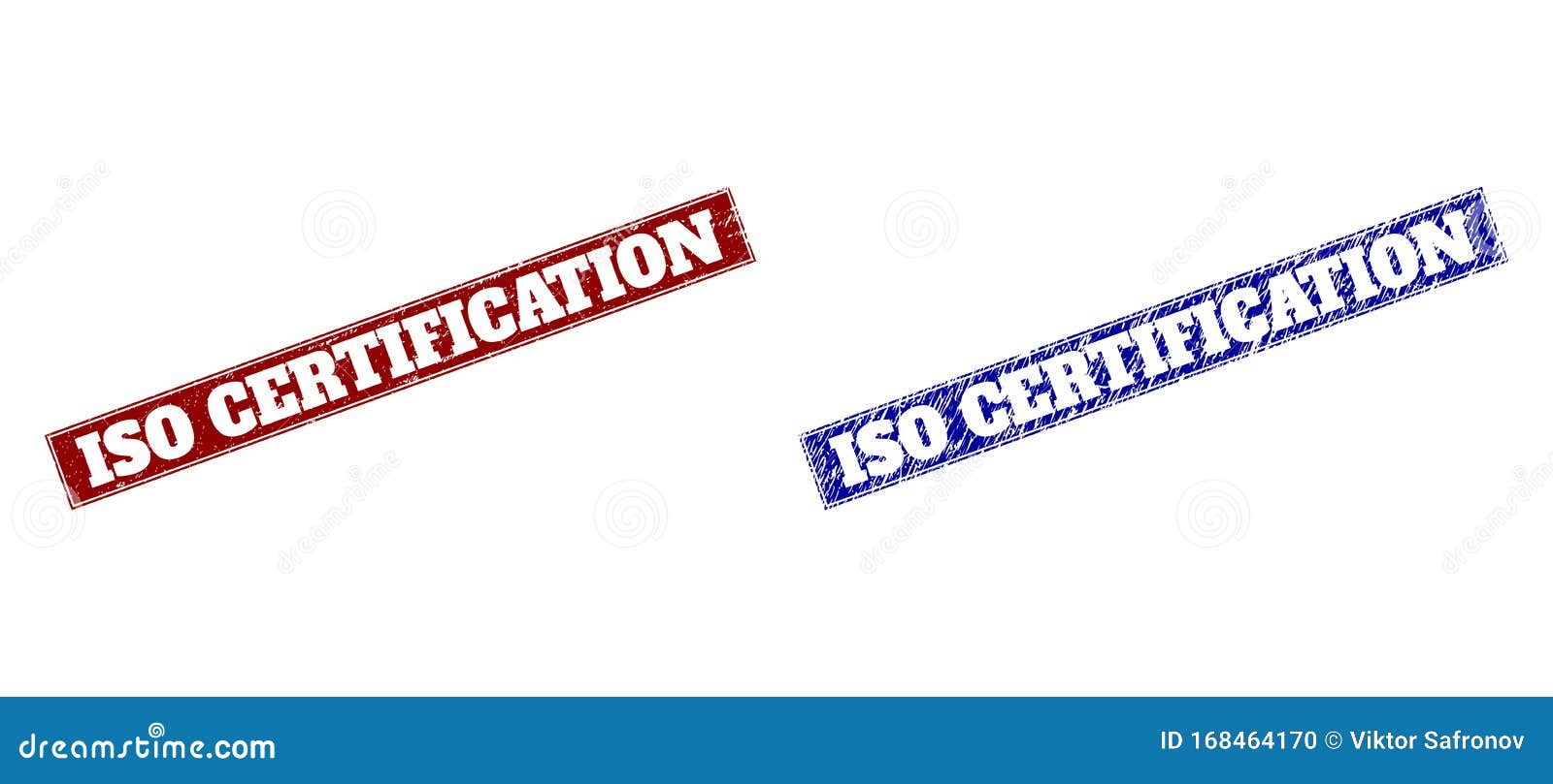 ISO CERTIFICATION Blue and Red Rectangle Watermarks with Rubber ...