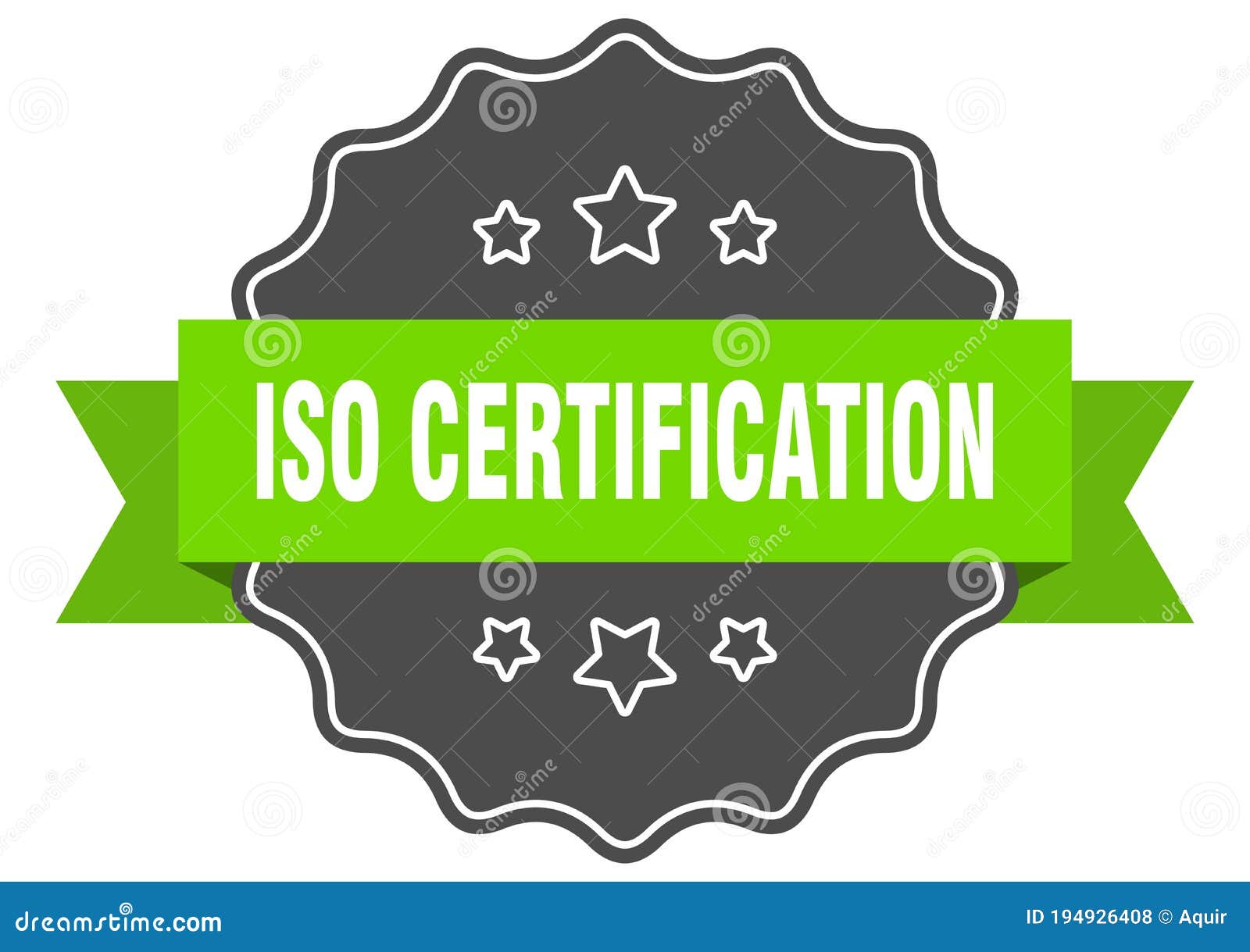 Iso certification label stock vector. Illustration of white - 194926408