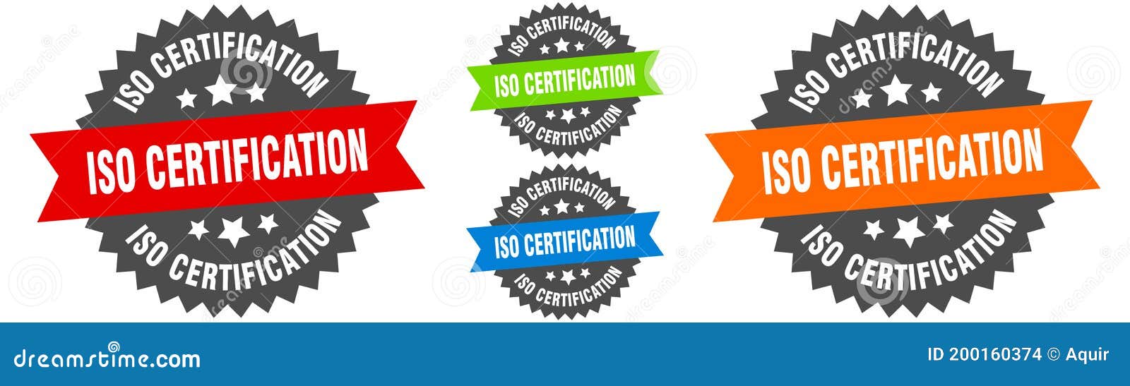 Iso Certification Sign. Round Ribbon Label Set. Seal Stock Vector ...