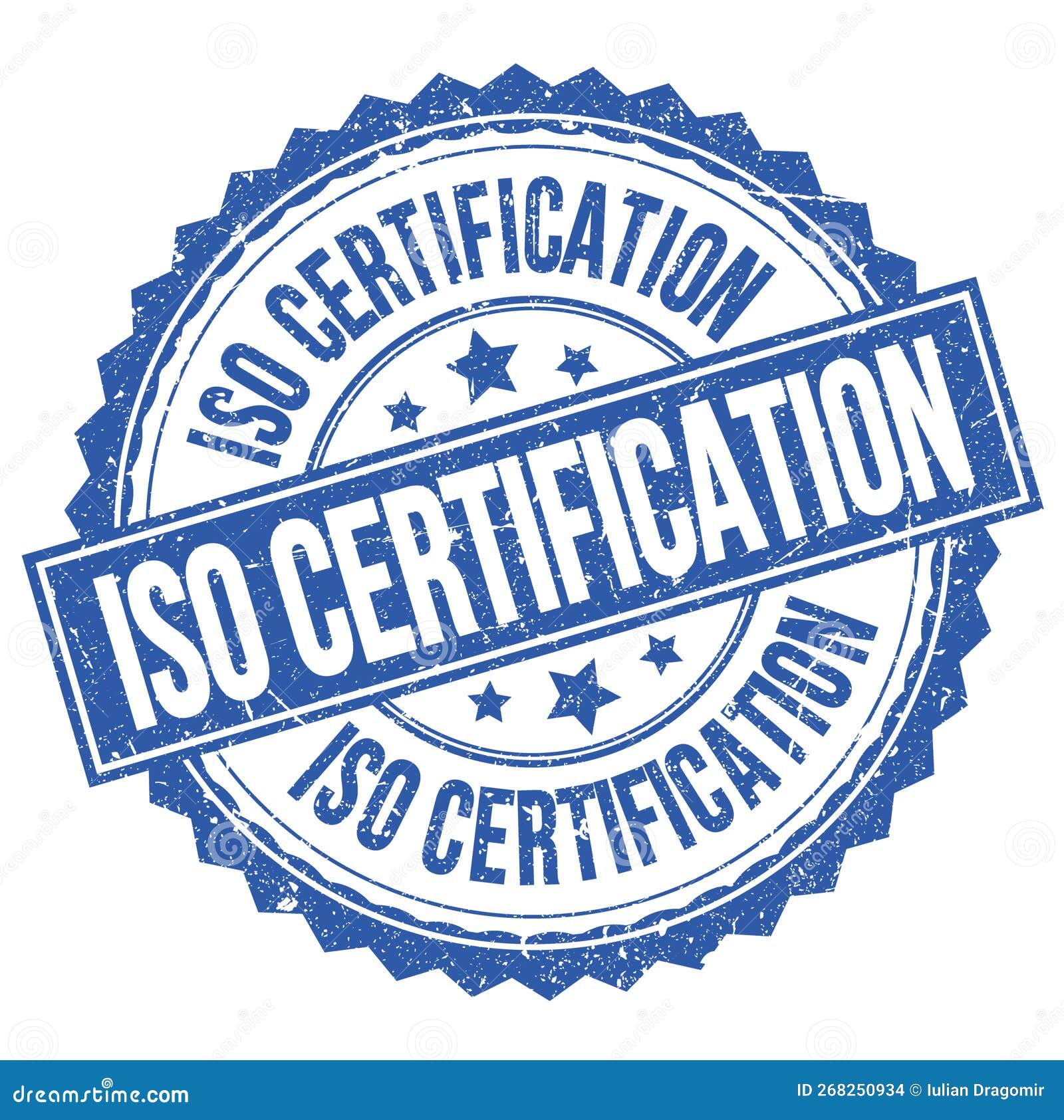 ISO CERTIFICATION Text on Blue Round Stamp Sign Stock Illustration ...