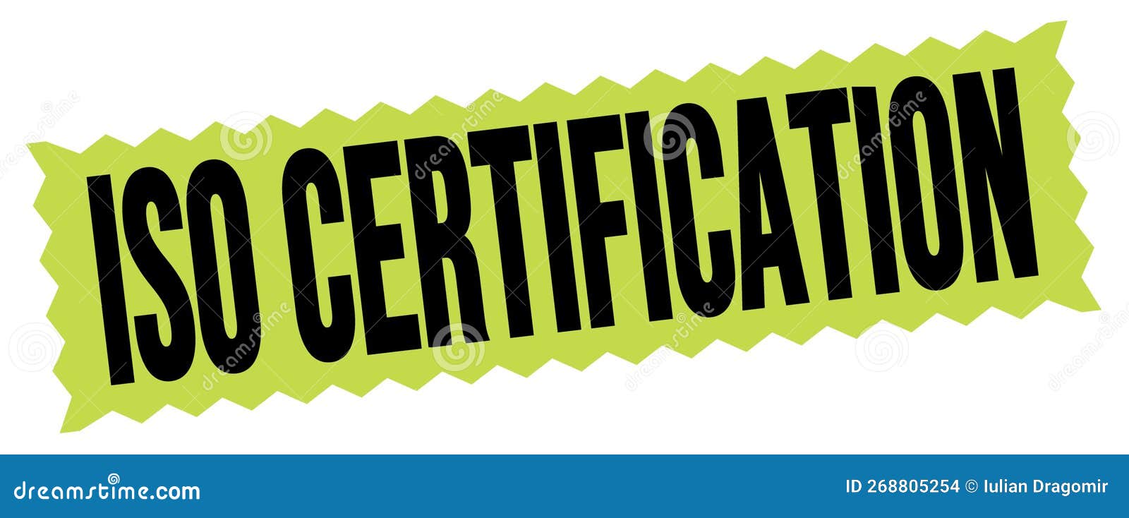 ISO CERTIFICATION Text Written on Green-black Zig-zag Stamp Stock ...