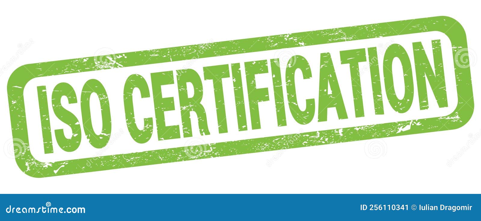 ISO CERTIFICATION Text Written on Green Rectangle Stamp Stock ...