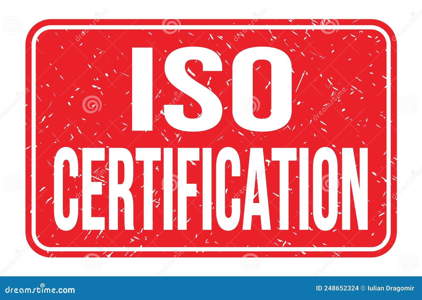 ISO CERTIFICATION, Words on Red Rectangle Stamp Sign Stock Illustration ...