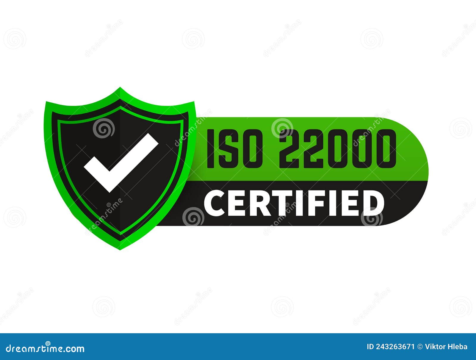 ISO 22000 Certified Green Badge, Icon. Certification Stamp. Flat Design ...