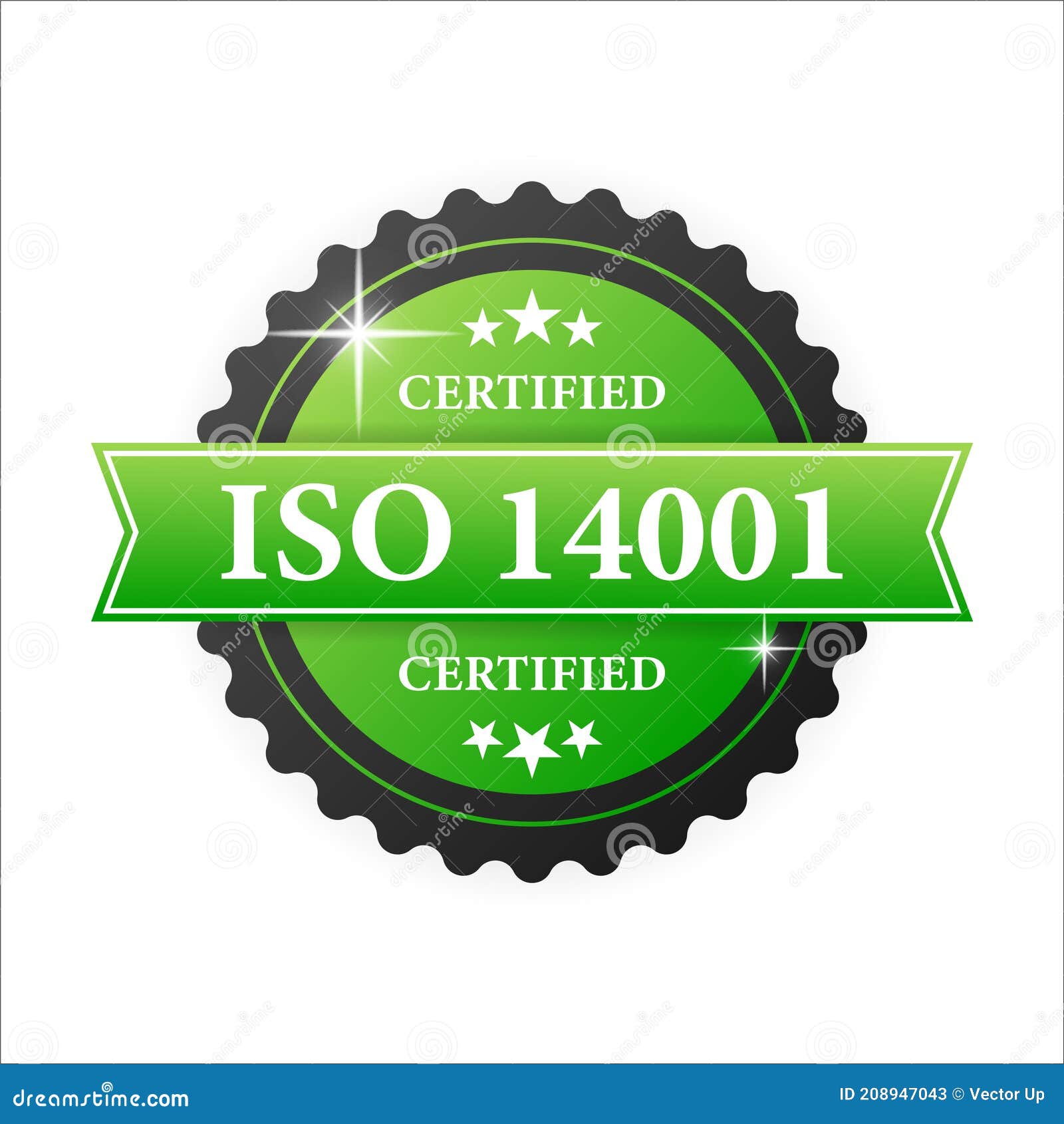 ISO Certified 14001 Green Rubber Stamp with Green Rubber on White ...