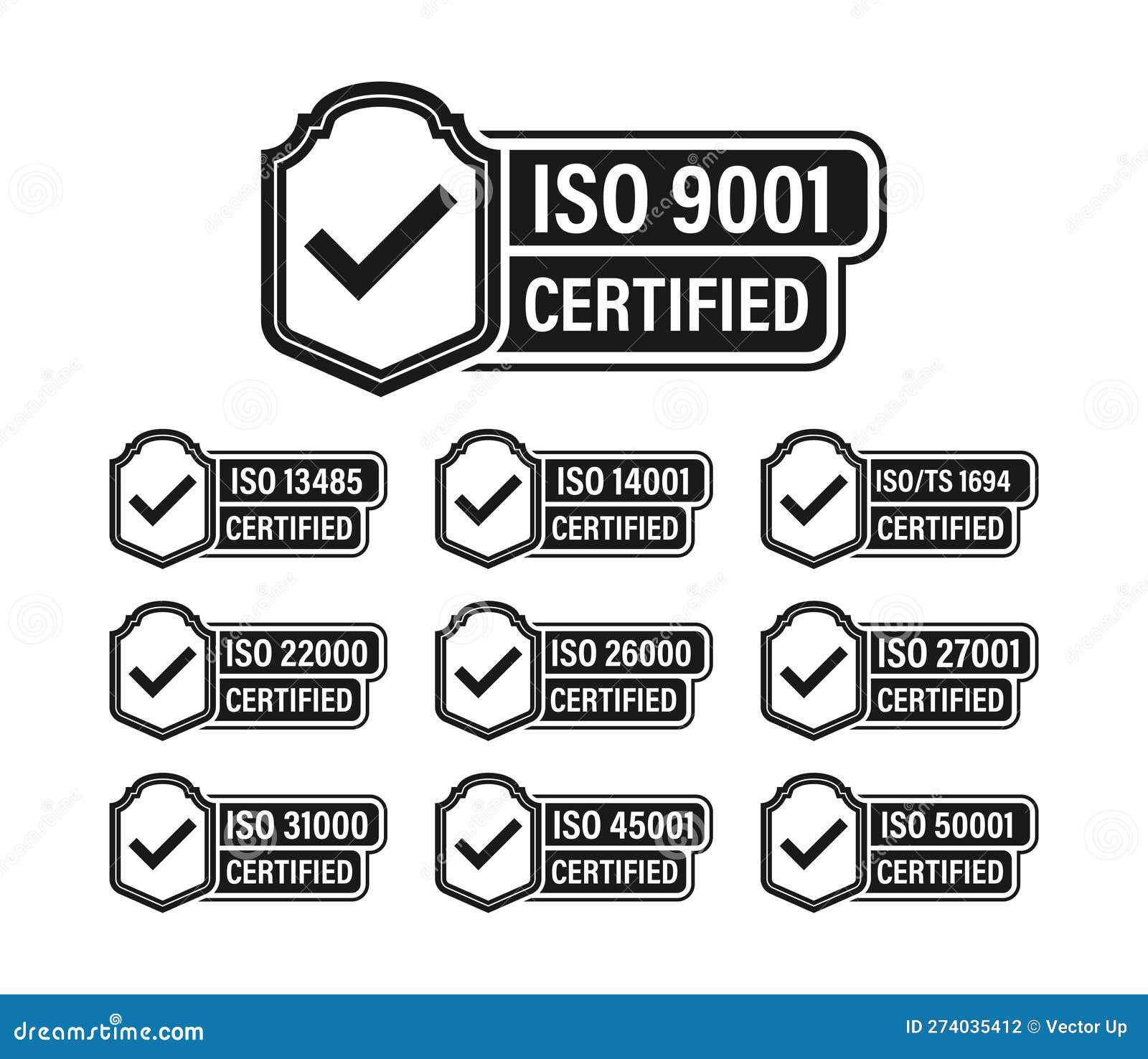 ISO Certified Set Stamp and Labels. Quality Management System Certified ...