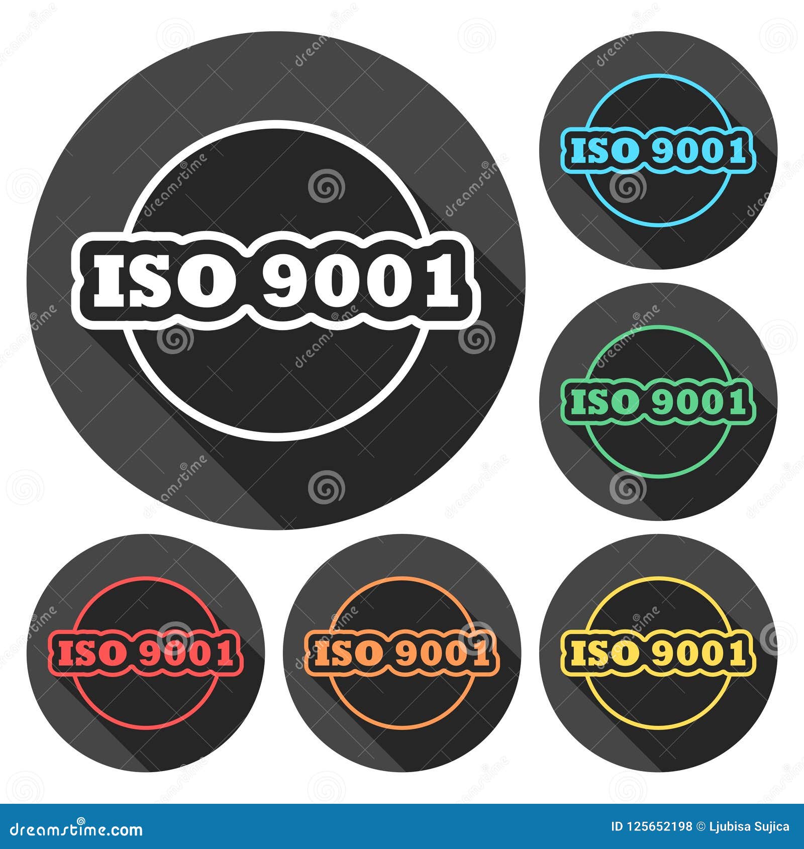ISO 9001 Certified Sign Icon Stock Vector - Illustration of colored ...