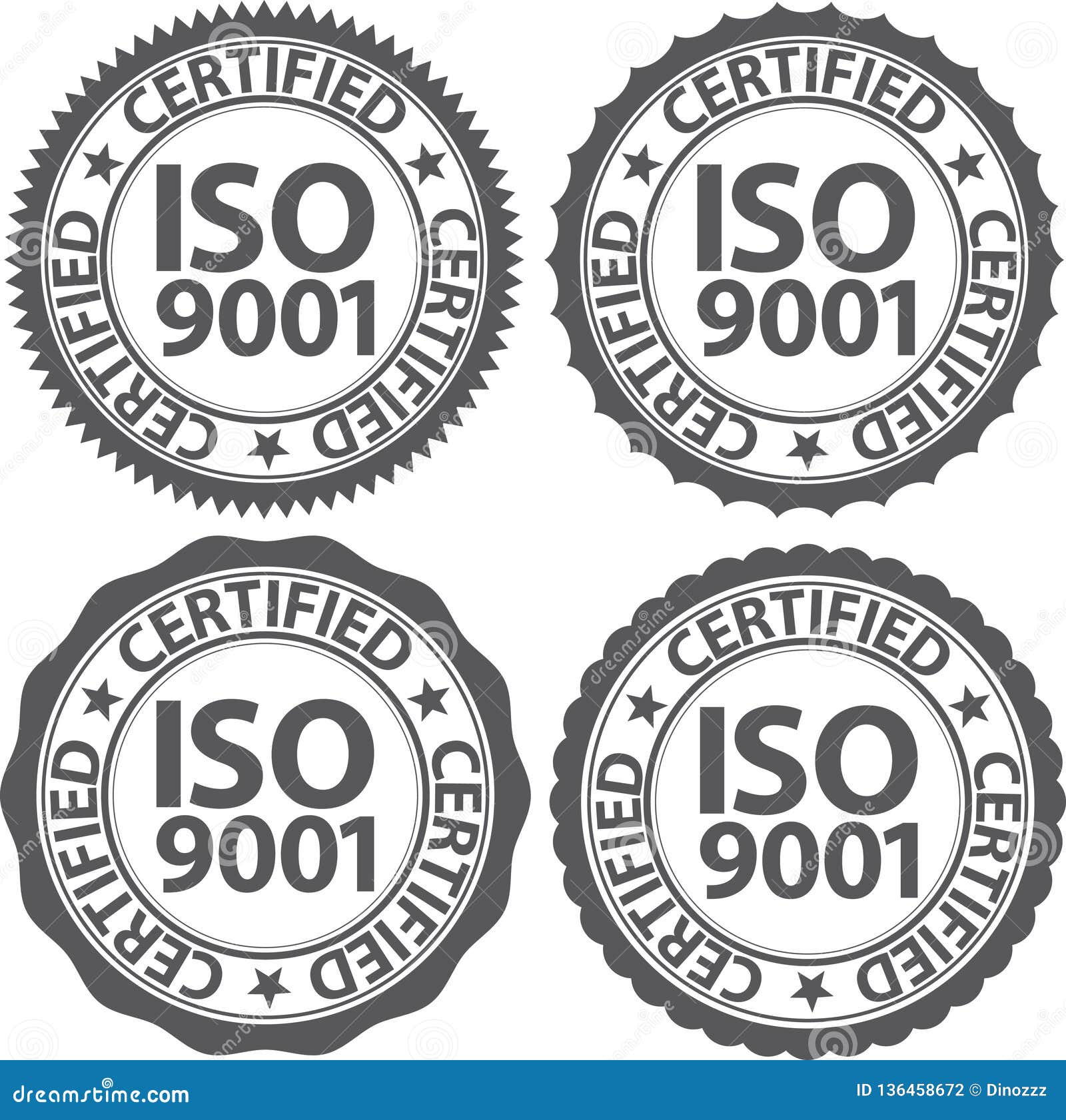 ISO 9001 Certified Sign Set, Vector Illustration Stock Vector ...