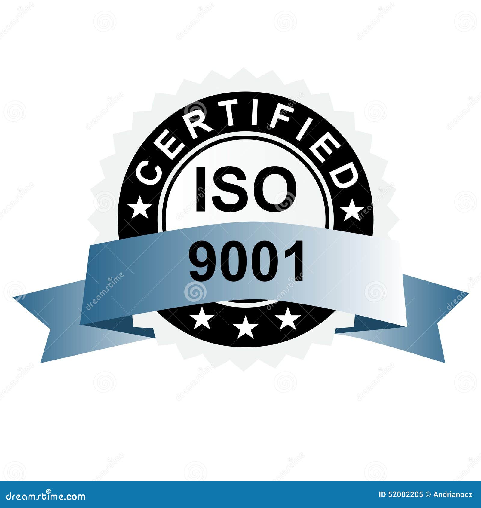 ISO Certified Silver Emblem Stock Illustration - Illustration of badge ...
