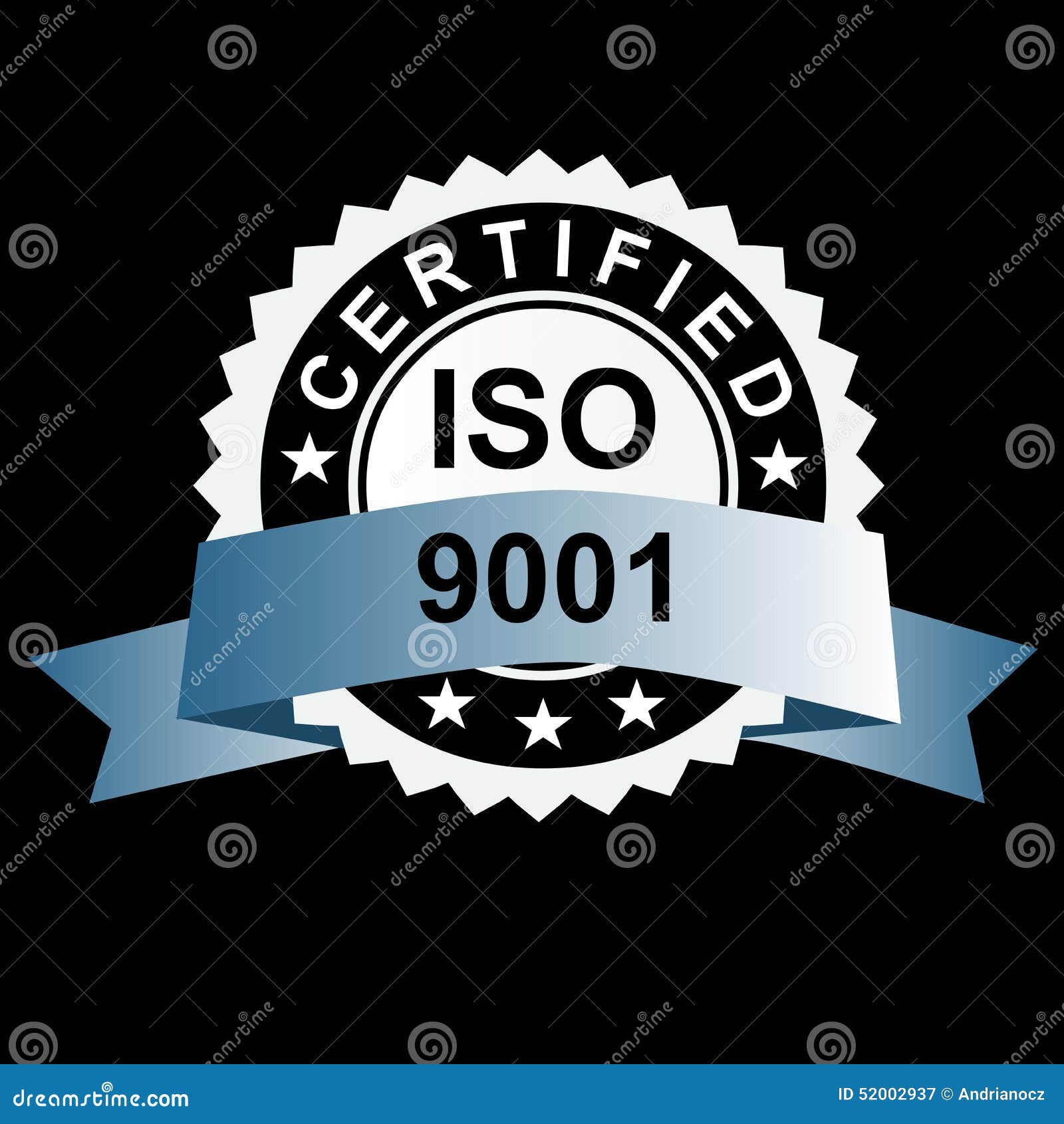 ISO Certified Silver Emblem Stock Illustration - Illustration of label ...