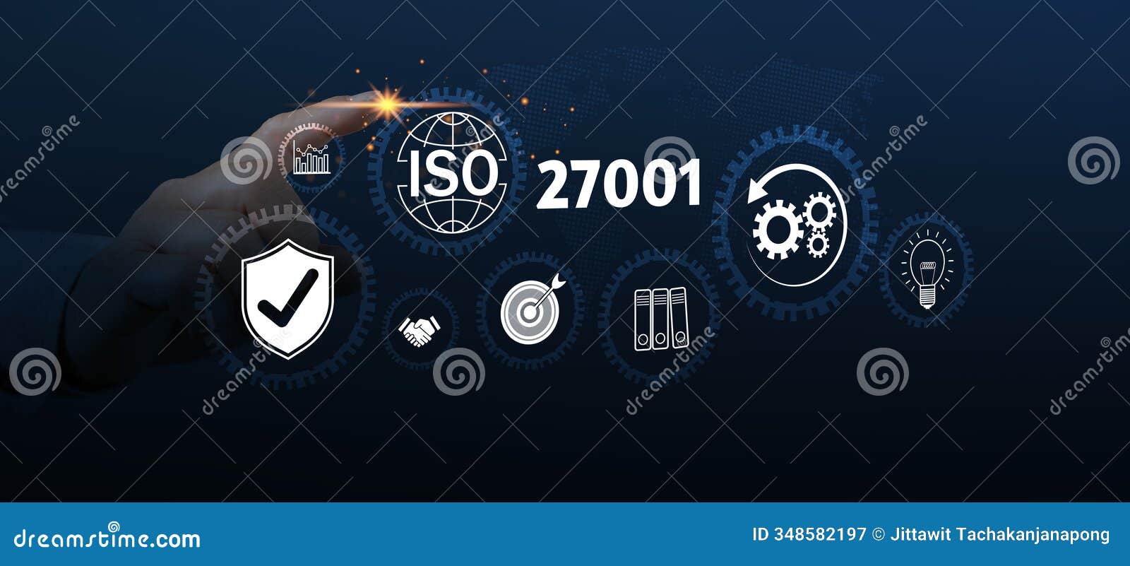 ISO 27001 Concept. Businessman with ISO 27001 Certified for Information ...