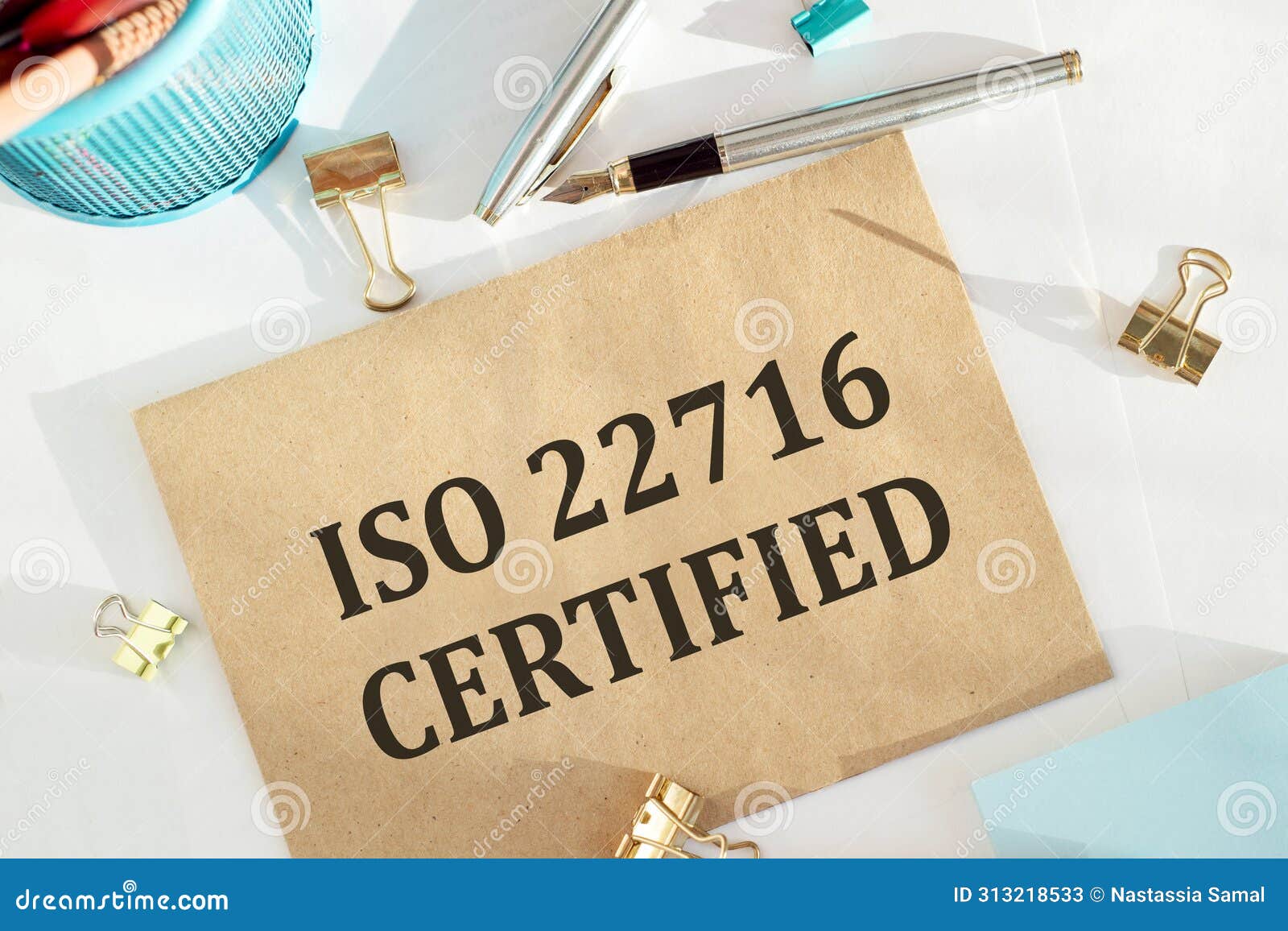 ISO 22716 Concept, Craft Envelope on Desk with Iso 22716 Icon Stock ...
