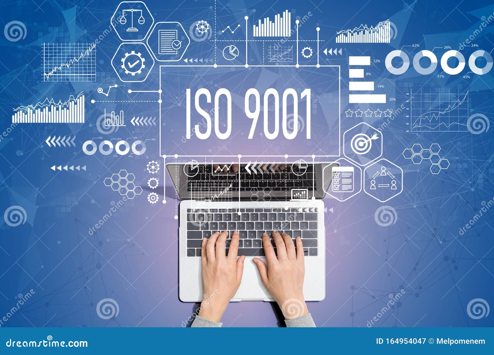 ISO 9001 Concept with Person Using Laptop Stock Image - Image of laptop ...