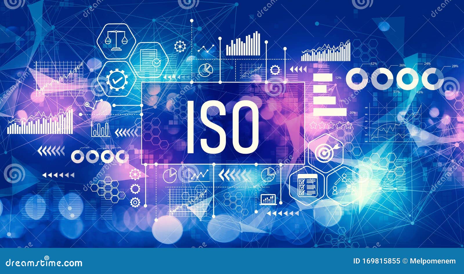 ISO Concept with Technology Light Background Stock Illustration ...
