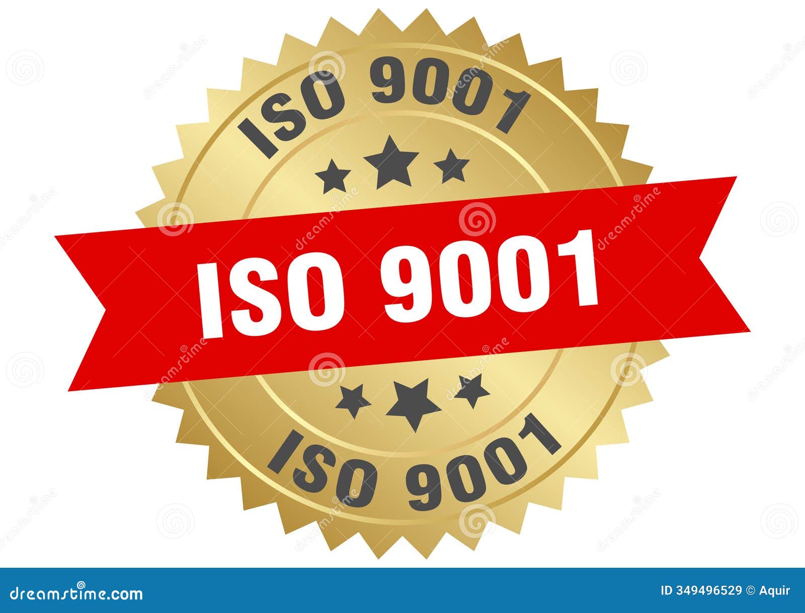 Iso 9001. Iso 9001, Cor Vermelha E Dourada, Isolada Em Fundo ...