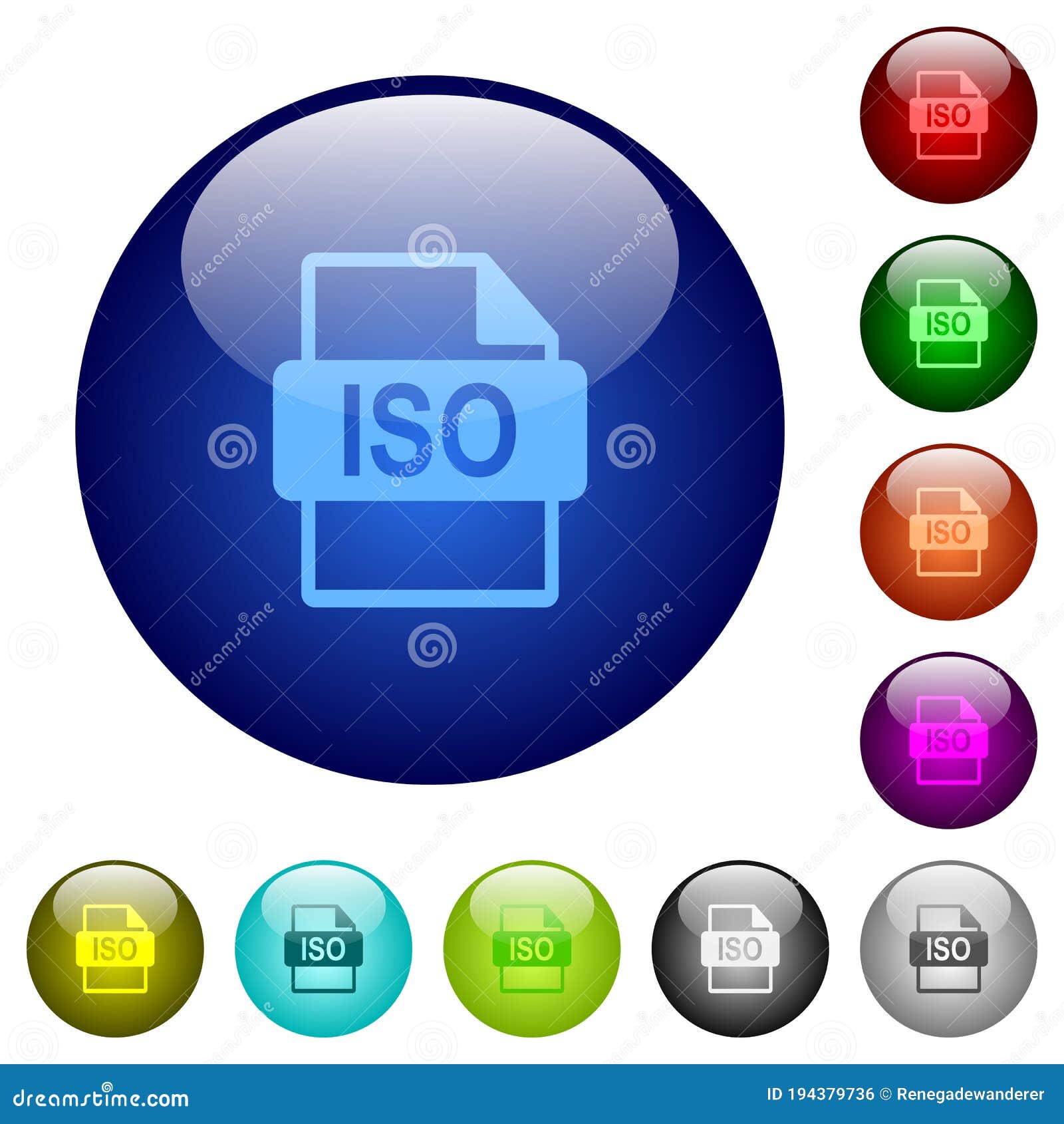ISO File Format Color Glass Buttons Stock Vector - Illustration of ...