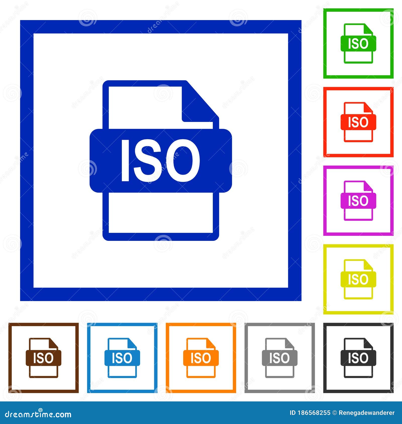 ISO File Format Flat Framed Icons Stock Vector - Illustration of ...