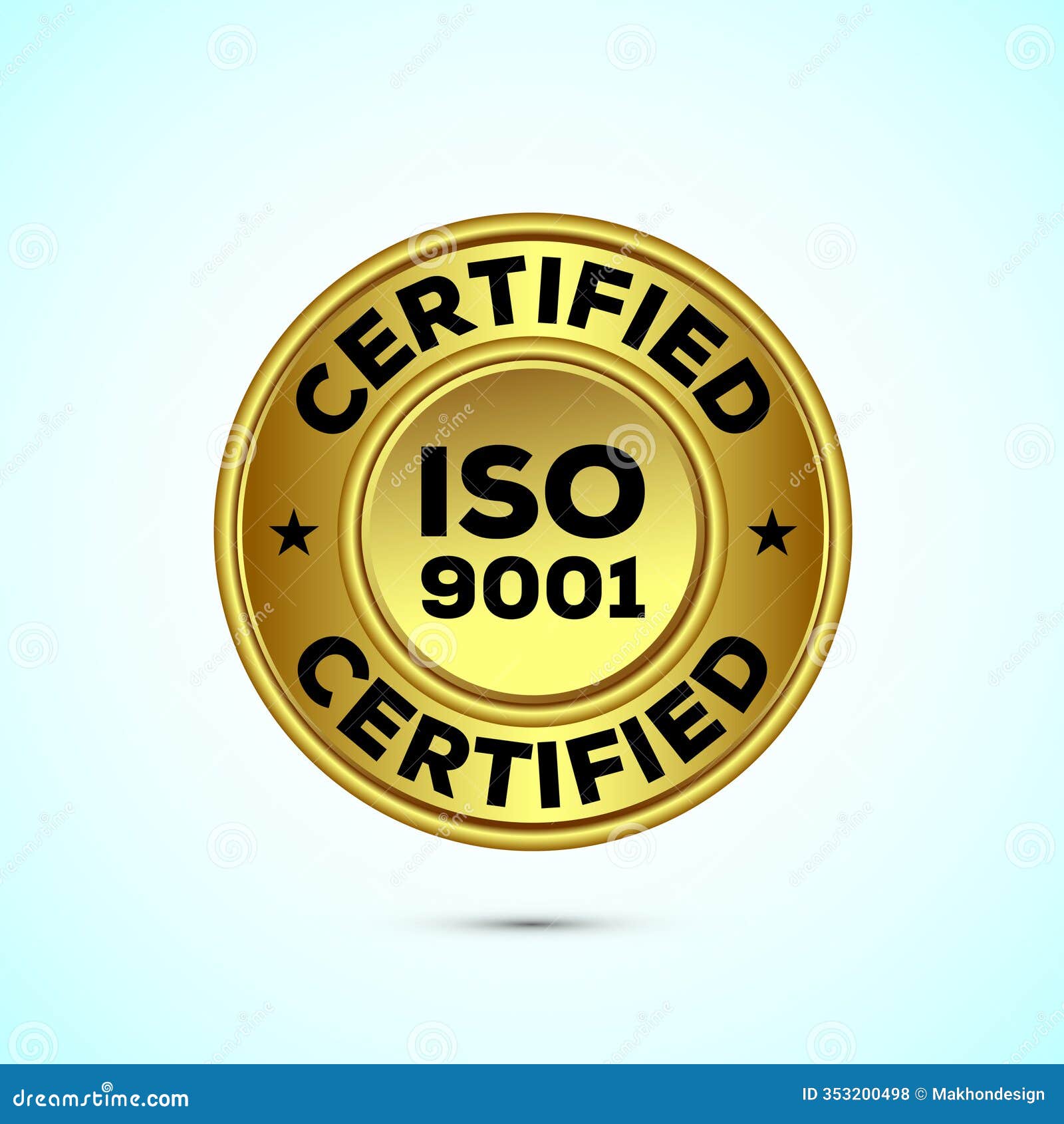 ISO 9001 Golden Badge for Products Quality Management Stock Vector ...