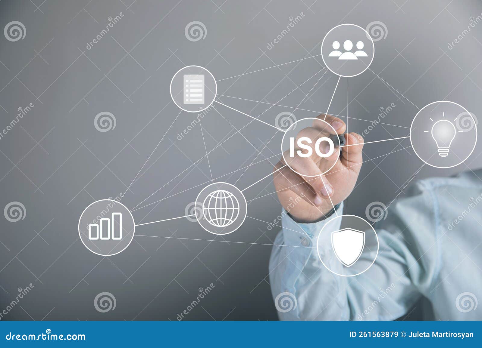 ISO and Icons on a Virtual Screen Stock Image - Image of icon, tapping ...
